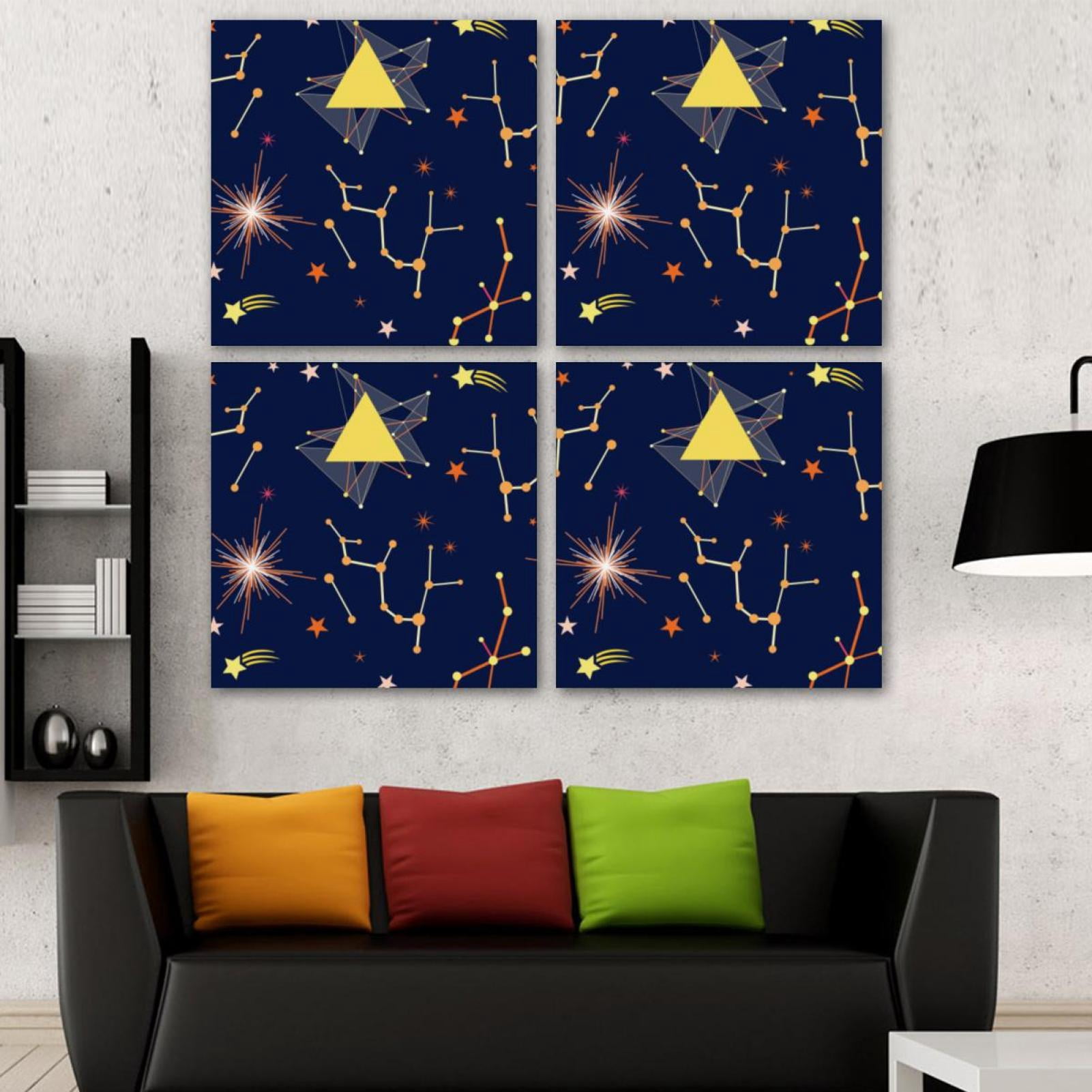 OWNSERIES Constellation Galaxy Pattern 4PC Frameless Canvas Wall Art ...