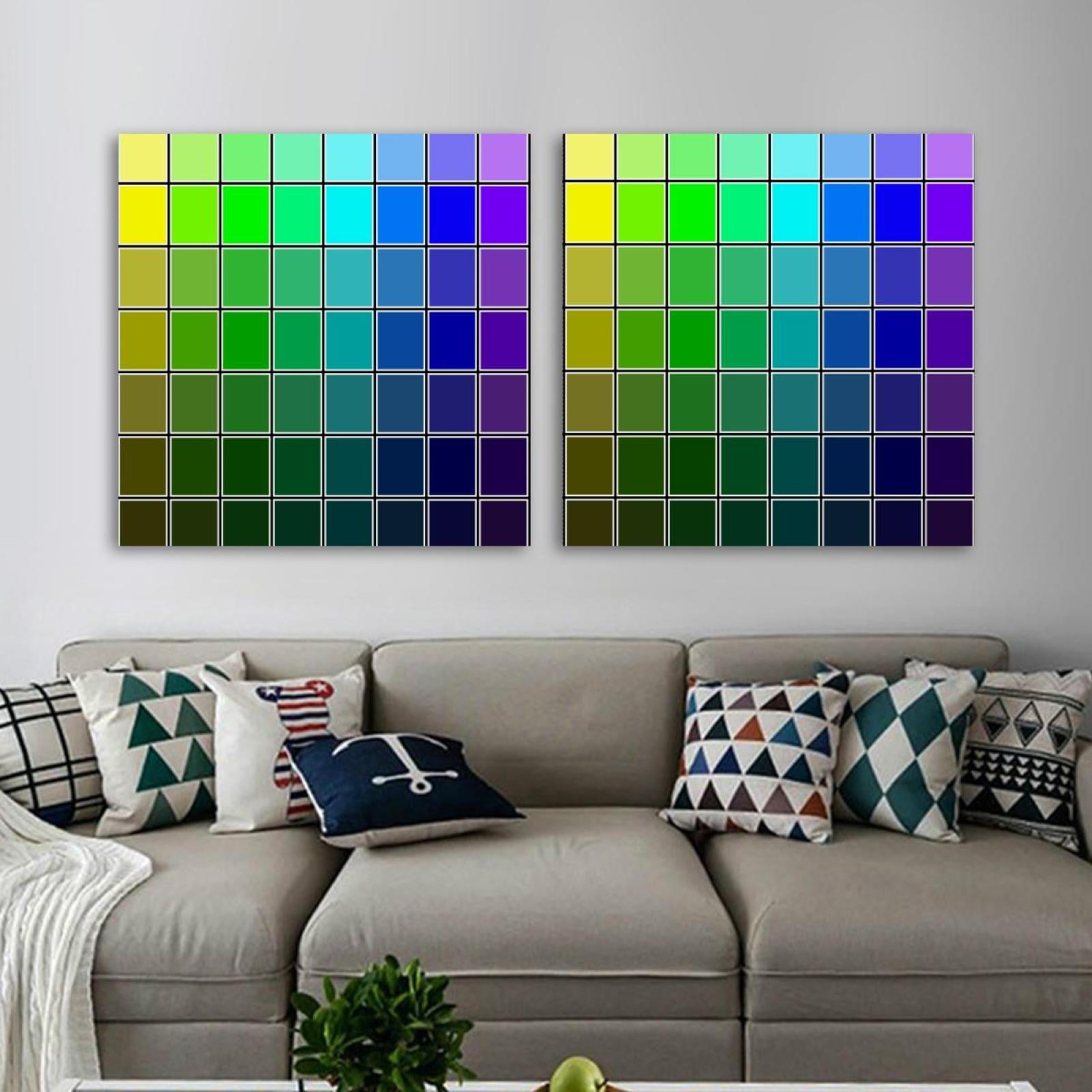 OWNSERIES Cool Color Swatches Pattern 2PC Canvas Wall Art Paintings for ...