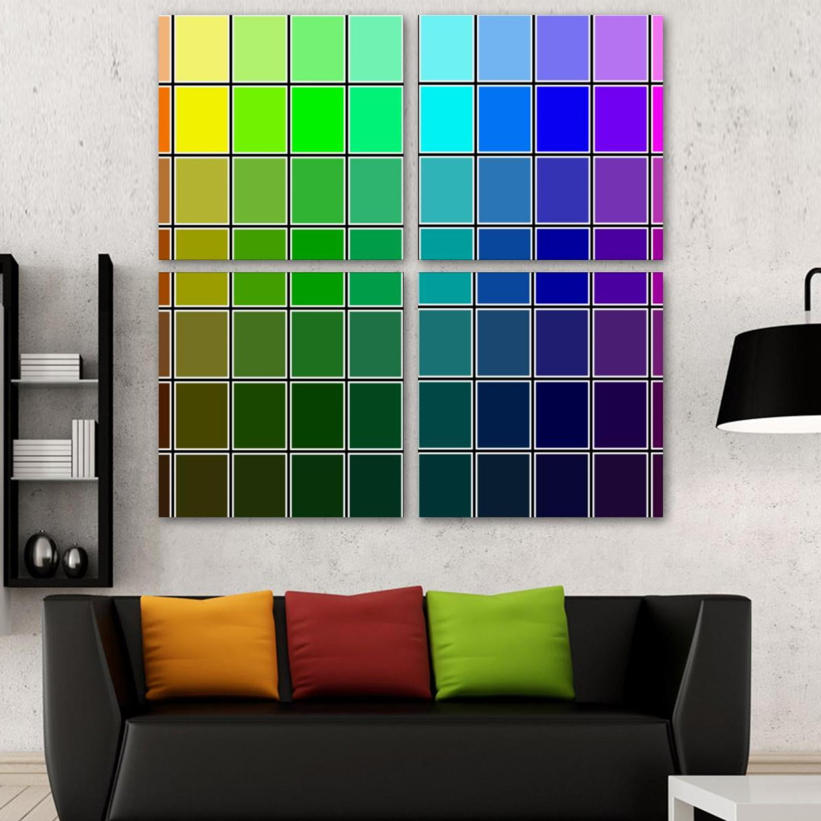OWNSERIES Cool Color Swatches Pattern 4PC Frameless Canvas Wall Art ...