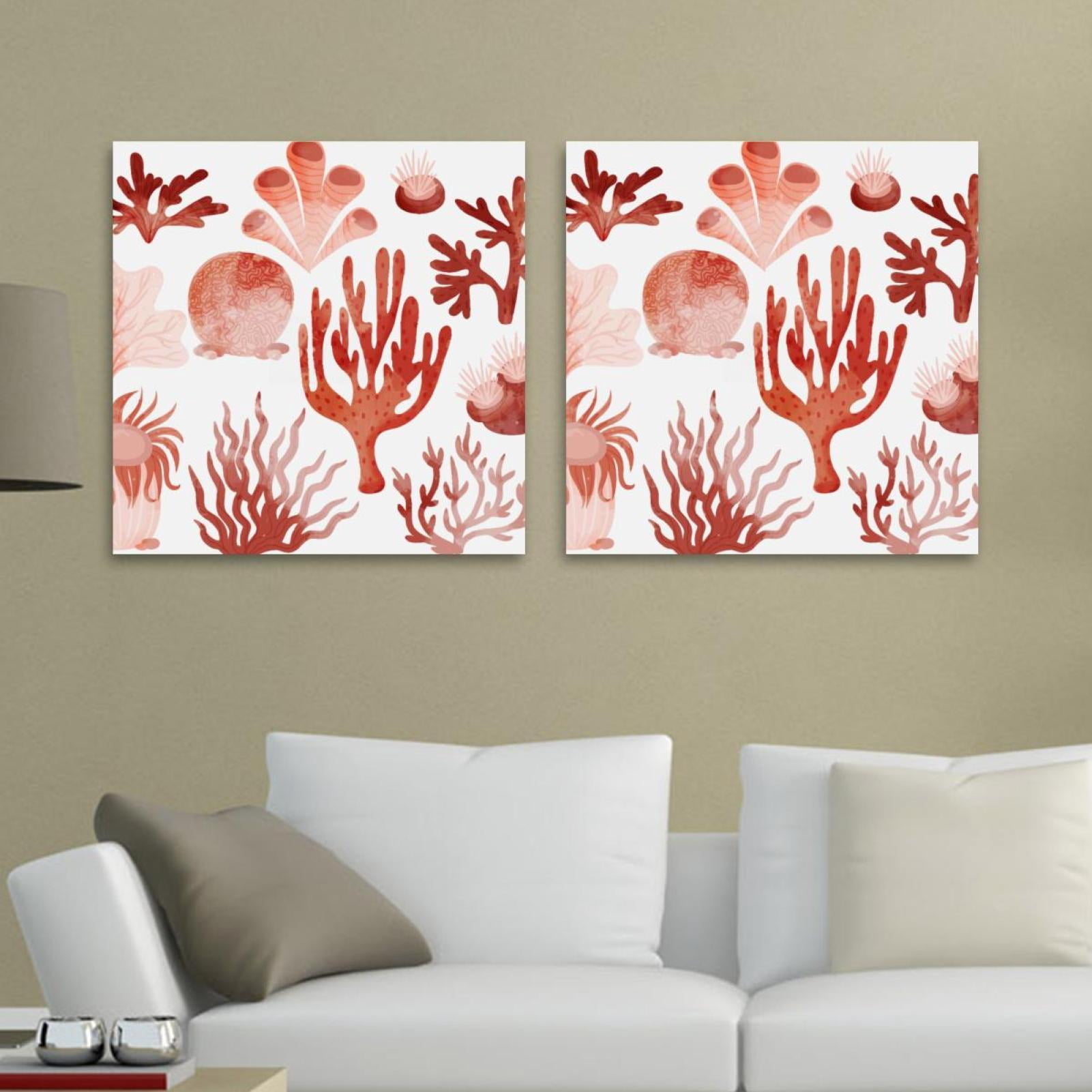 OWNSERIES Coral Pattern 2PC Canvas Wall Art Paintings for Living Room ...