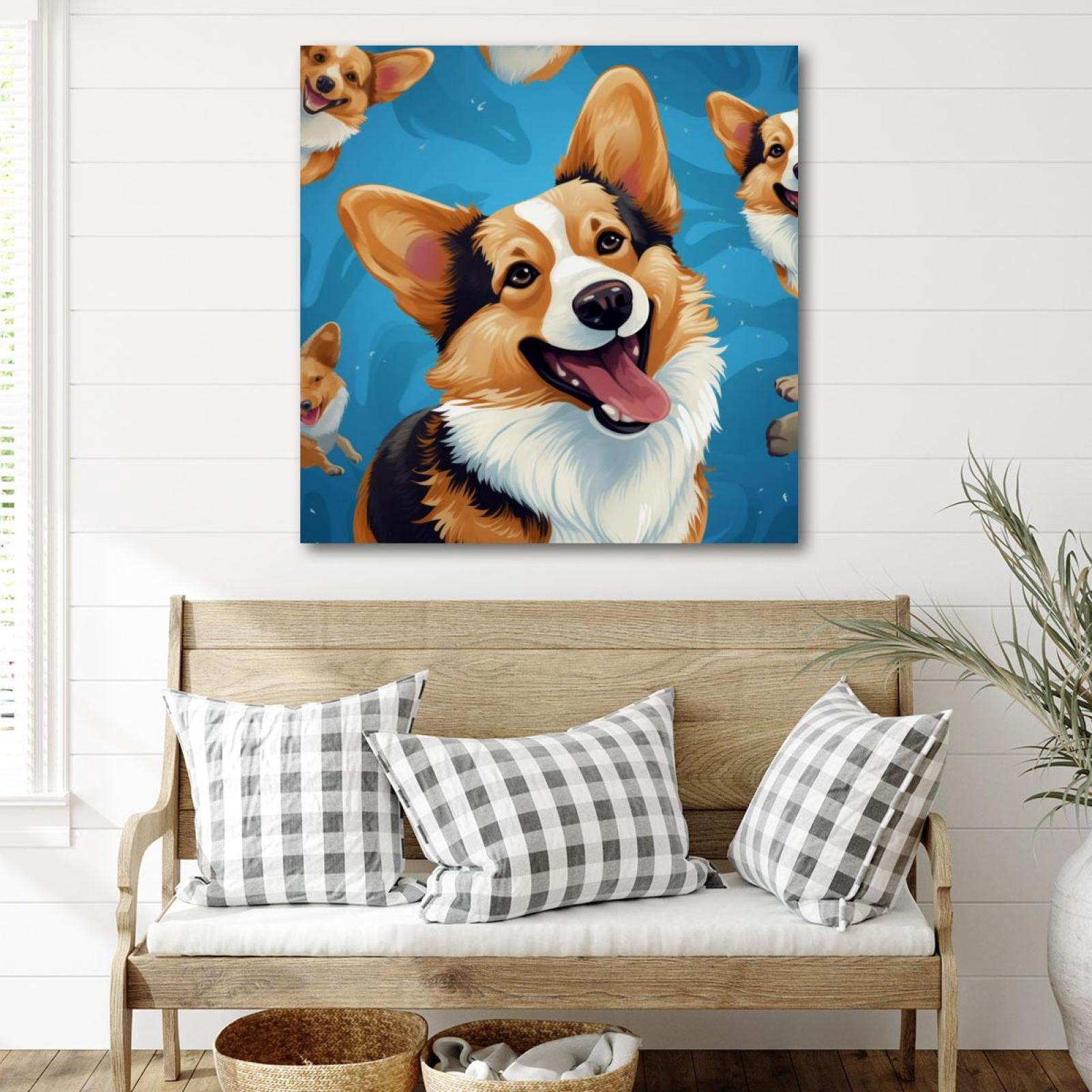 OWNSERIES Corgi Dog Pattern Canvas Wall Art Paintings for Living Room ...