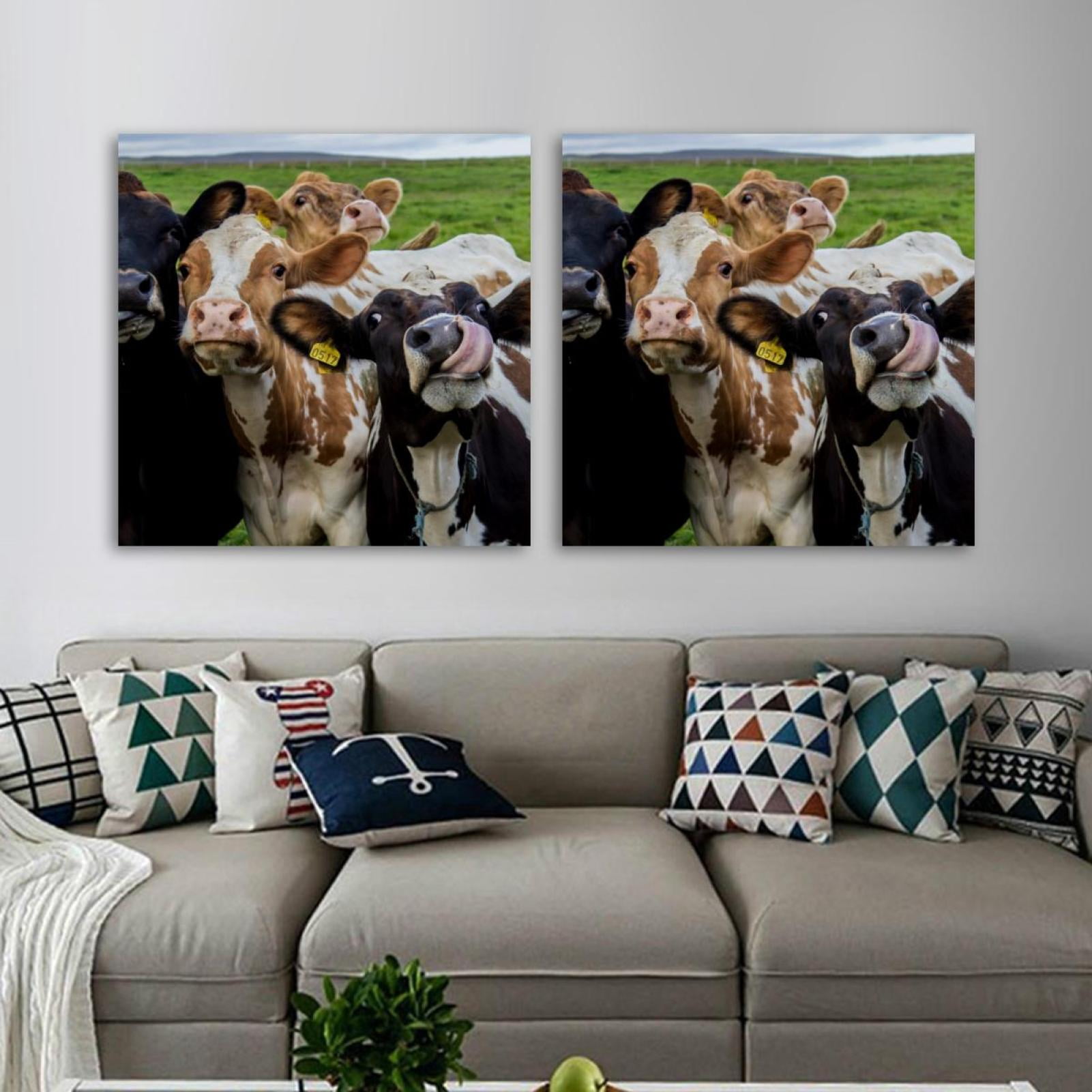 OWNSERIES Cow Grassland Pattern 2PC Canvas Wall Art Paintings for ...