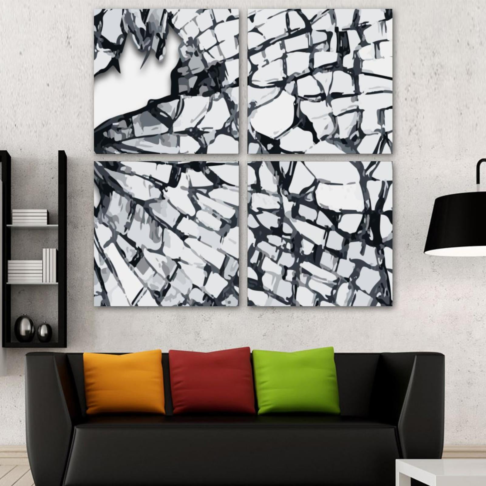 OWNSERIES Cracked Glass Texture Pattern 4PC Frameless Canvas Wall Art ...