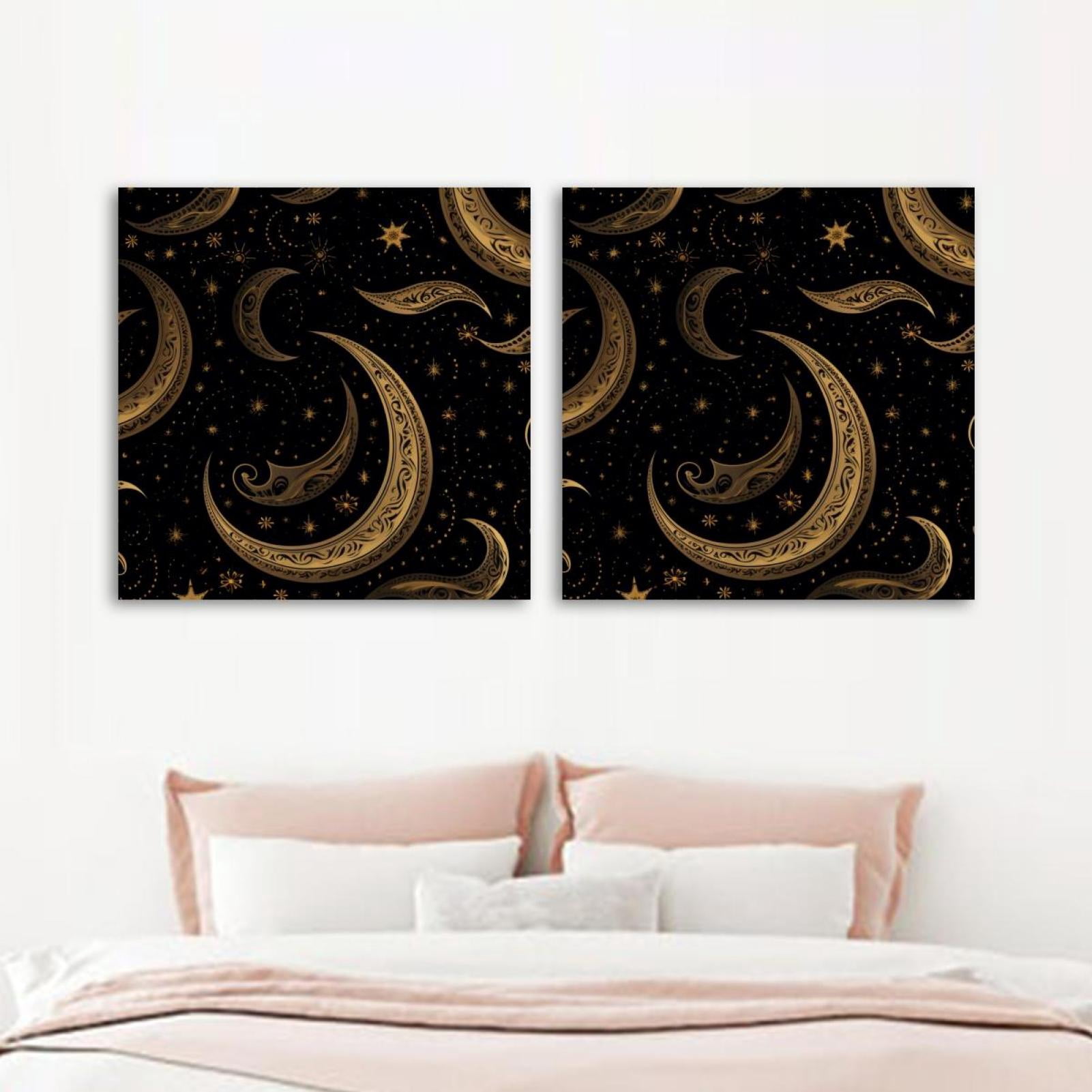 OWNSERIES Crescent Moon Symbol Pattern 2PC Canvas Wall Art Paintings ...