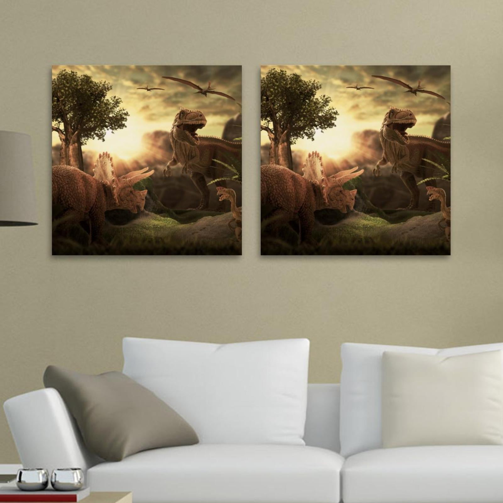 OWNSERIES Cretaceous Dinosaurs Tyrannosaurus Pattern 2PC Canvas Wall ...