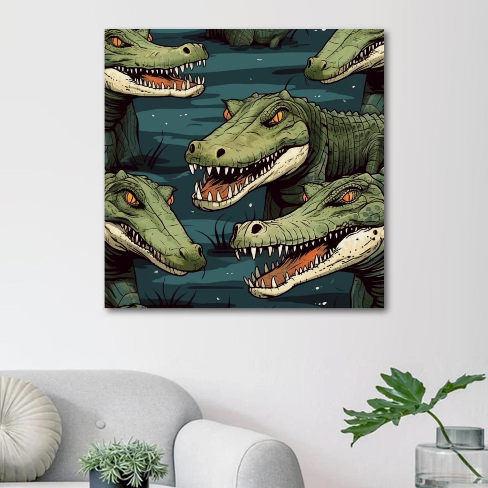 OWNSERIES Crocodile Pattern Canvas Wall Art Paintings for Living Room ...