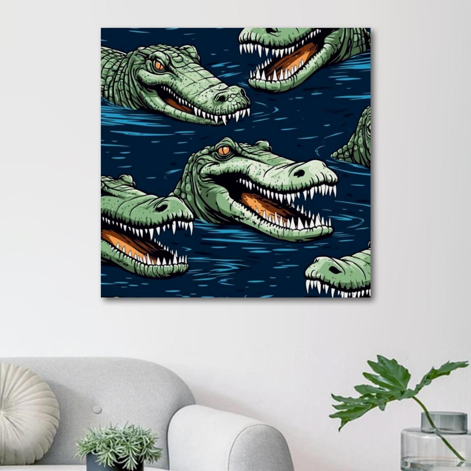OWNSERIES Crocodile Pattern Canvas Wall Art Paintings for Living Room ...