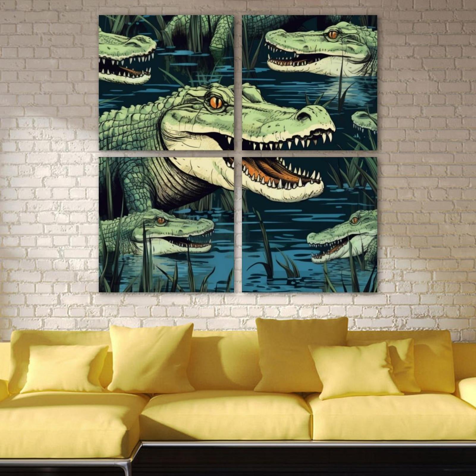 OWNSERIES Crocodile Pattern Pattern 4PC Frameless Canvas Wall Art ...