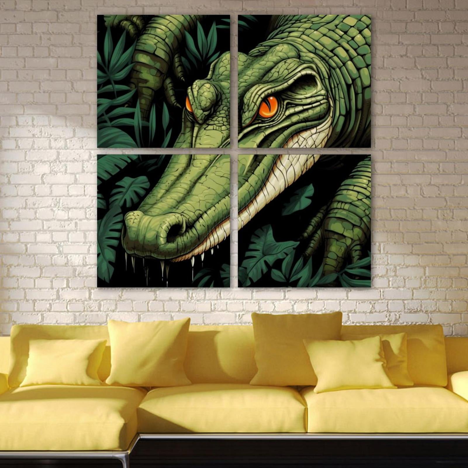 OWNSERIES Crocodile Pattern Pattern 4PC Frameless Canvas Wall Art ...
