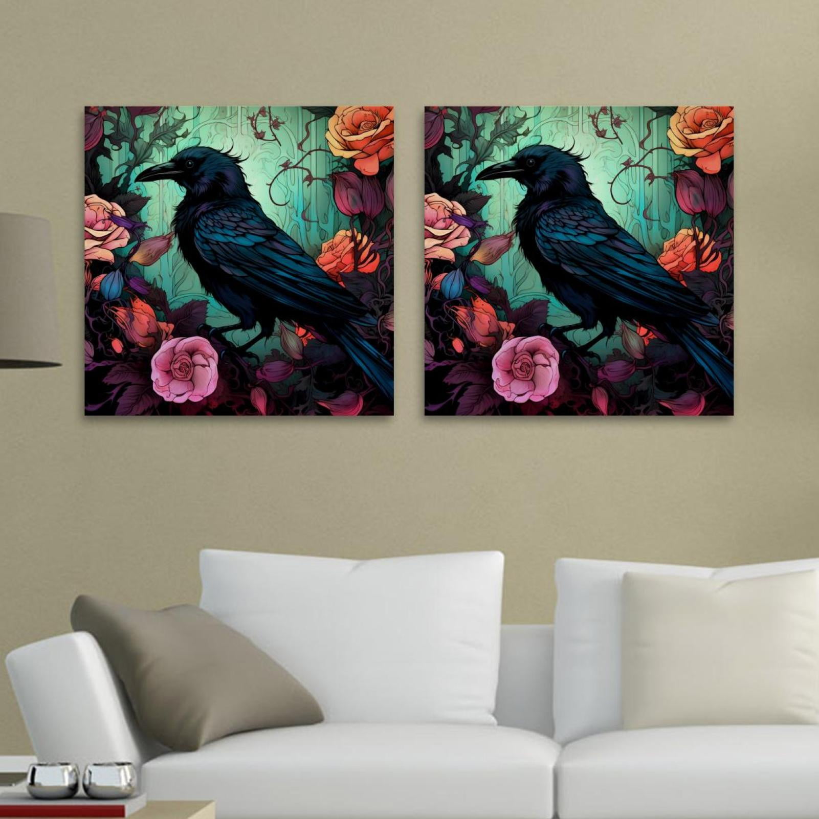 OWNSERIES Crow Pattern 2PC Canvas Wall Art Paintings for Living Room ...