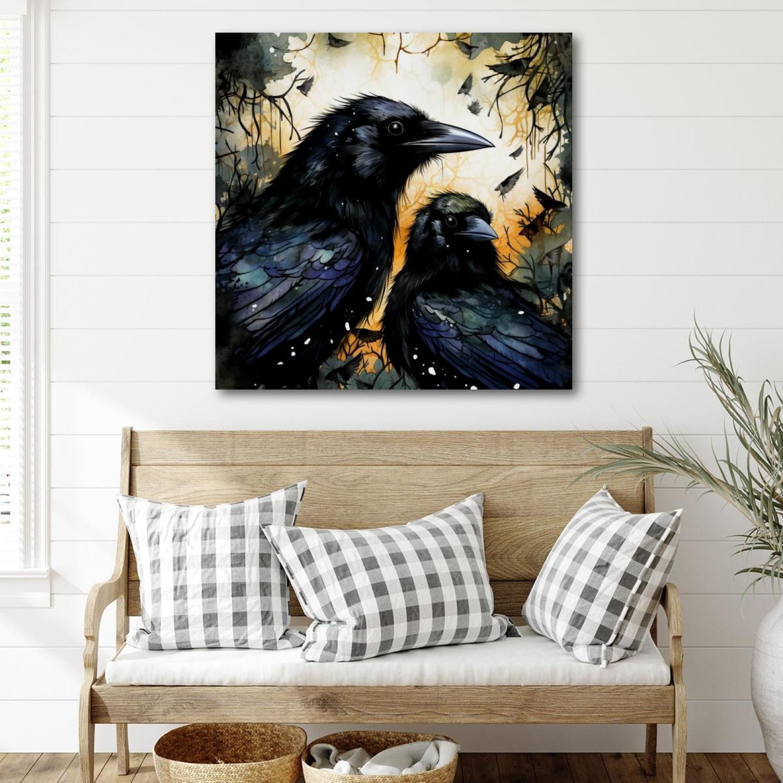 OWNSERIES Crow Pattern Canvas Wall Art Paintings for Living Room Canvas ...