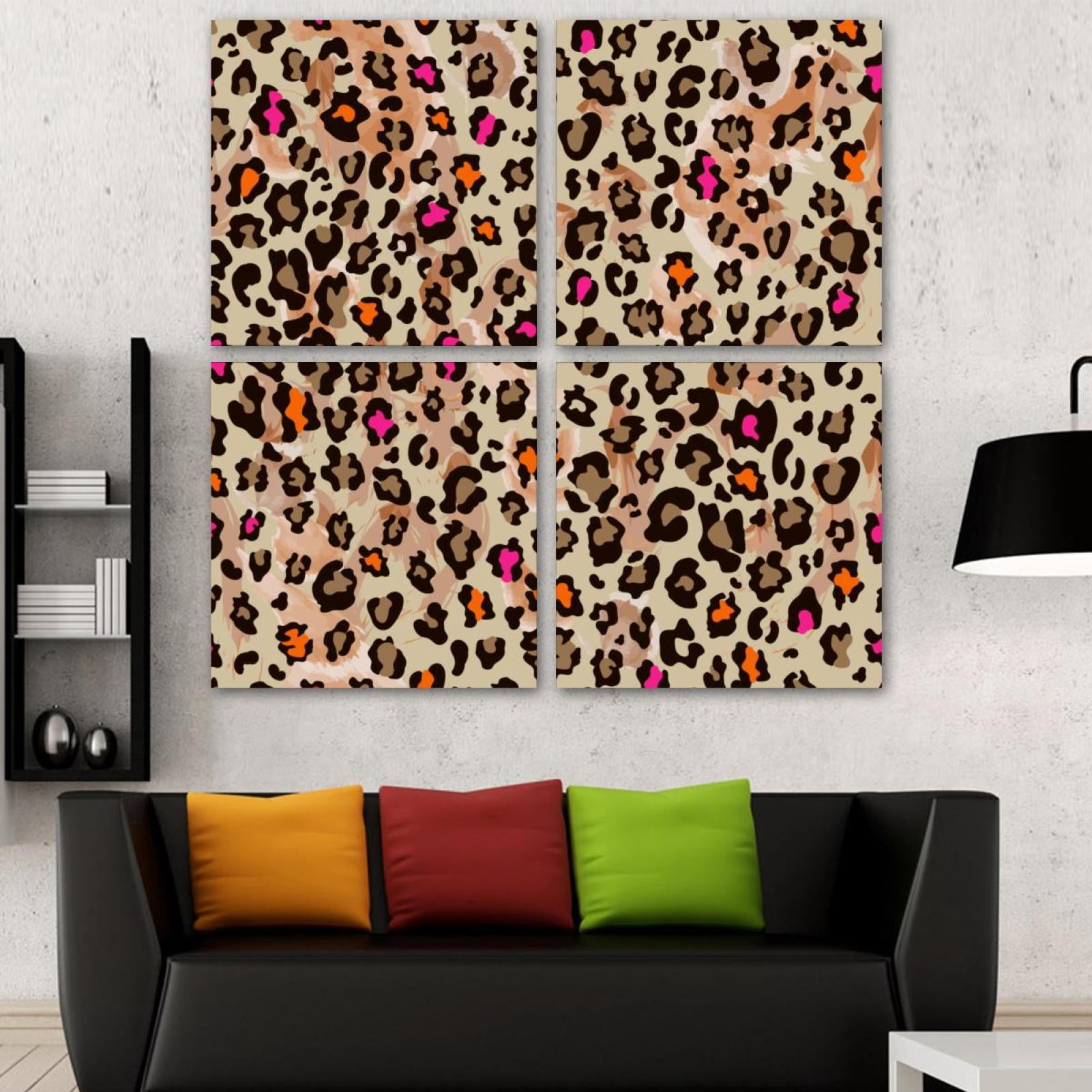 OWNSERIES Culorful Leopard Print Pattern 4PC Frameless Canvas Wall Art ...