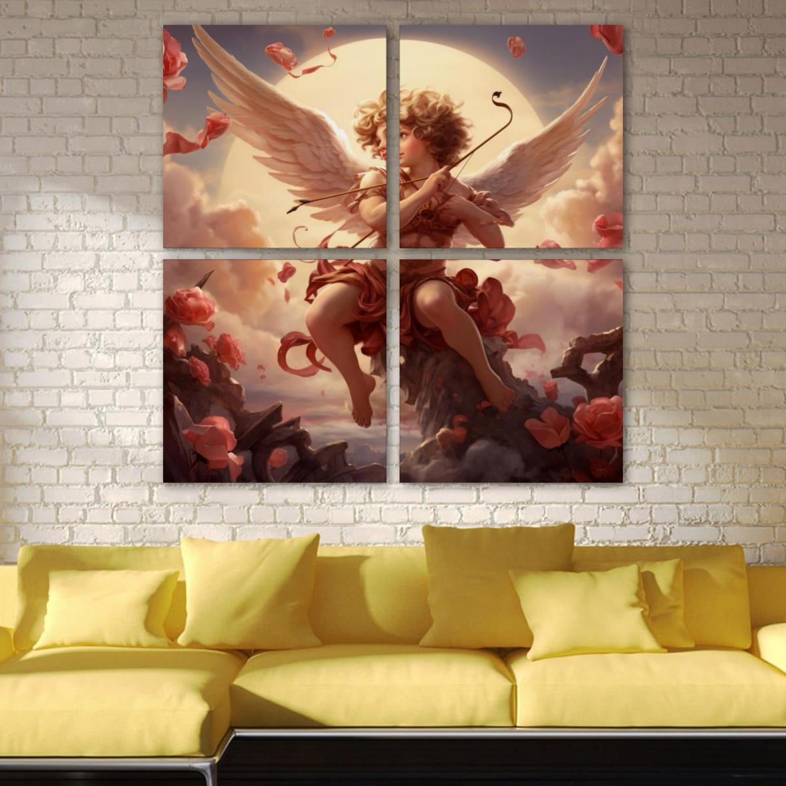 OWNSERIES Cupid Pattern Pattern 4PC Frameless Canvas Wall Art Paintings ...