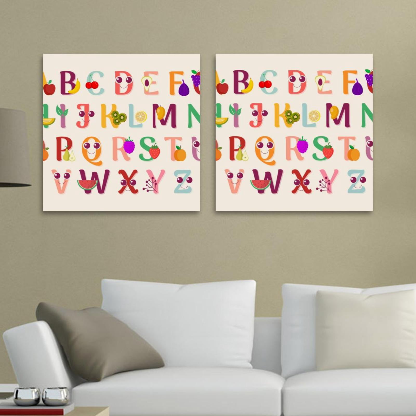 OWNSERIES Cute Alphabet Pattern 2PC Canvas Wall Art Paintings for ...