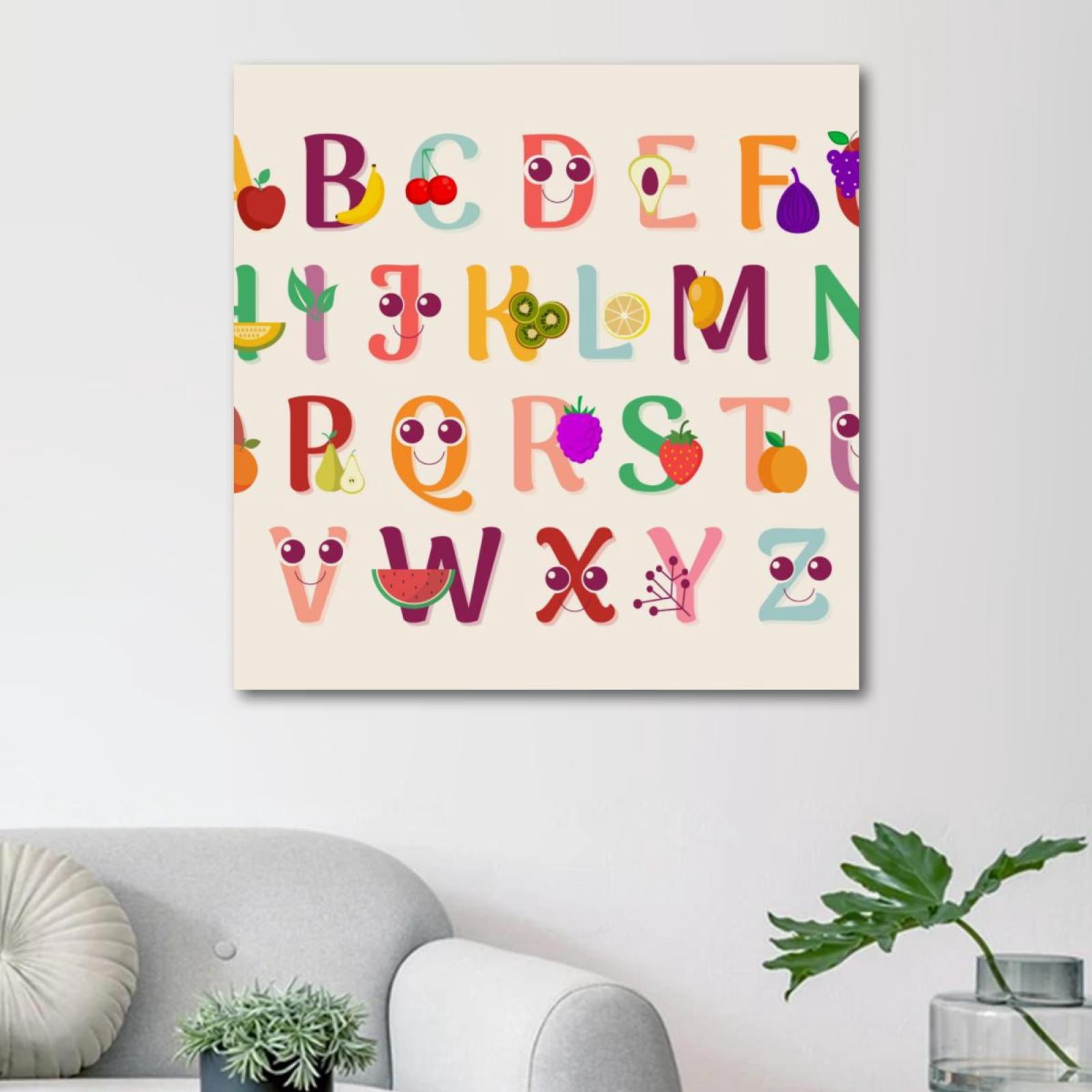 OWNSERIES Cute Alphabet Pattern Canvas Wall Art Paintings for Living ...