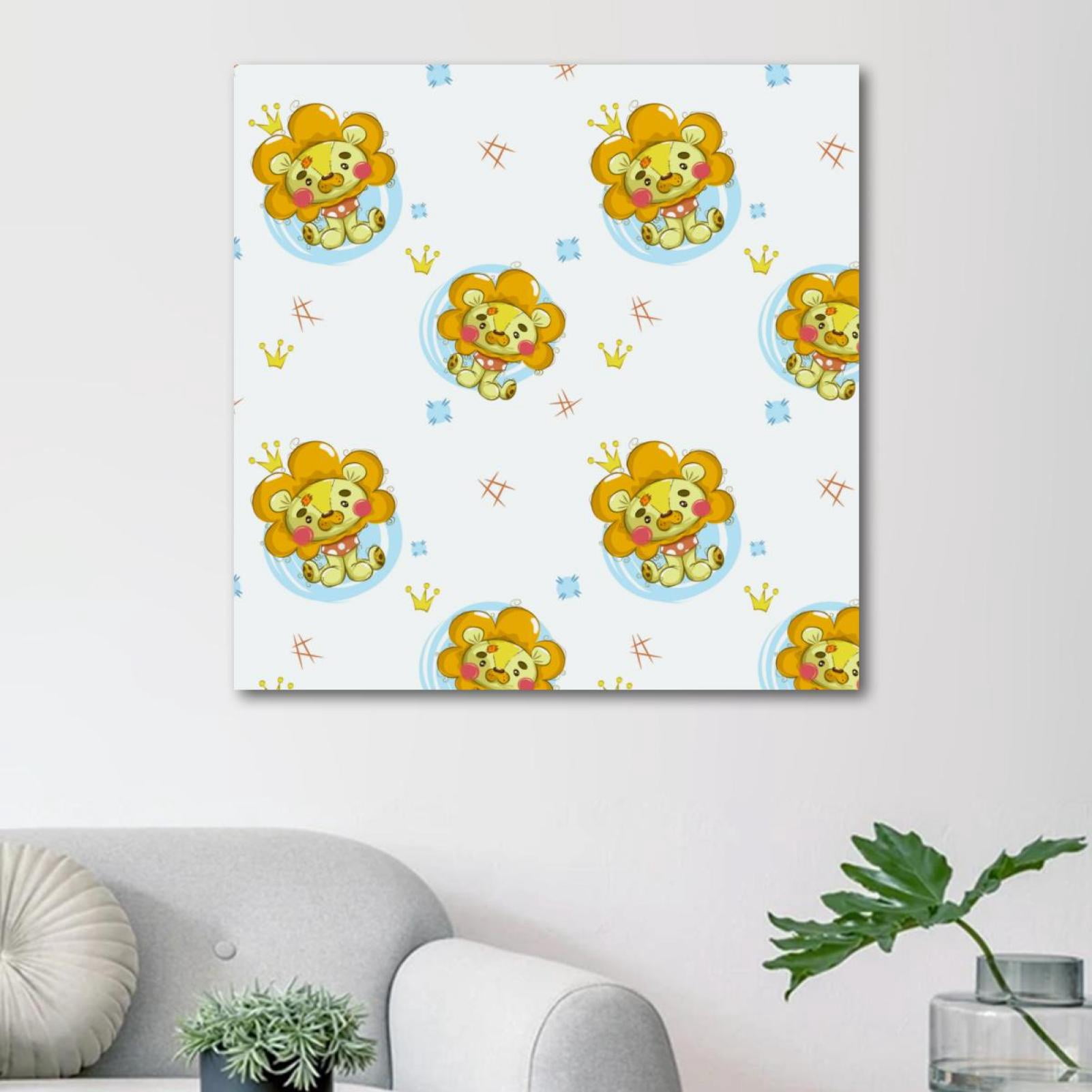 OWNSERIES Cute Baby Plush Lion with Pattern Canvas Wall Art Paintings ...