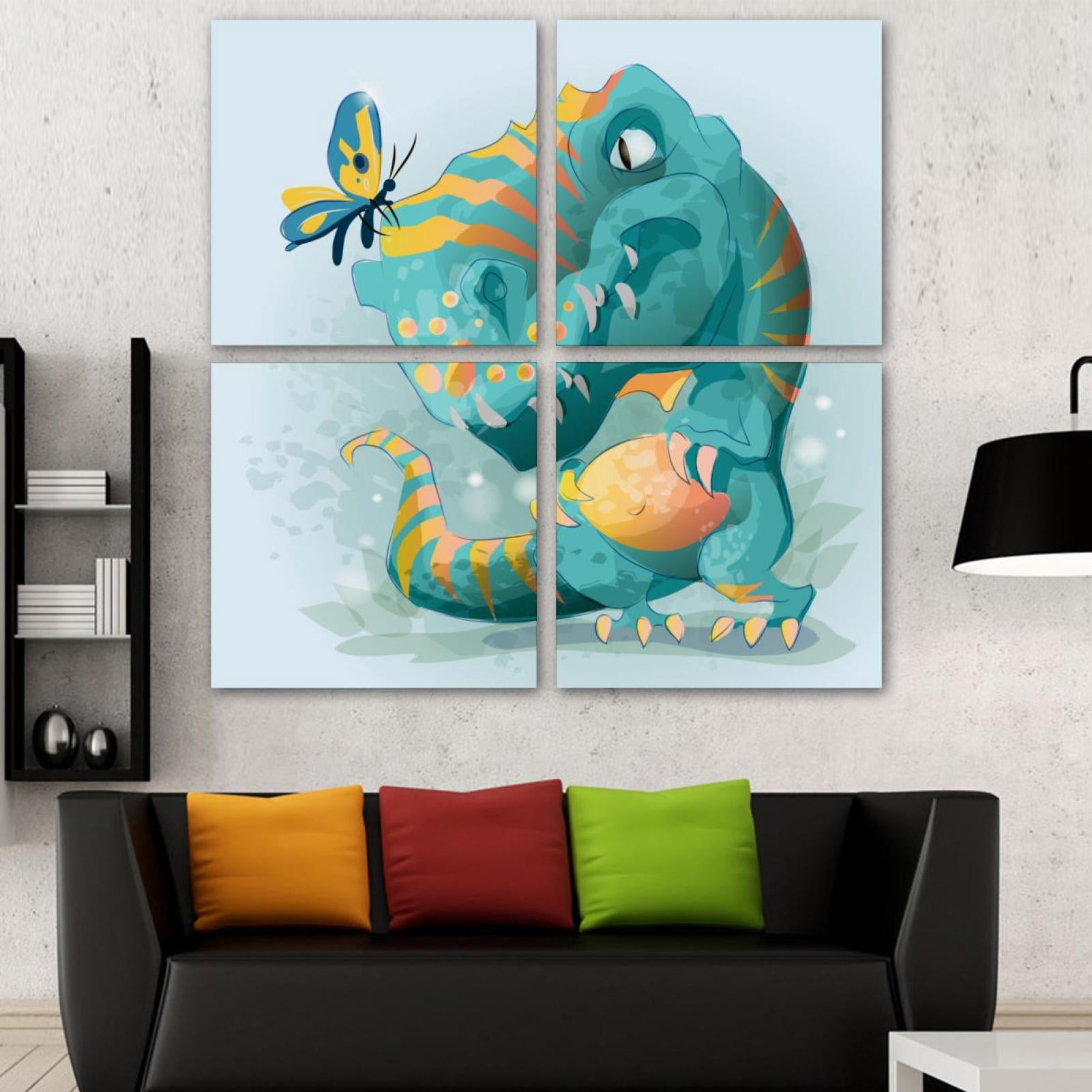 OWNSERIES Cute Baby Trex Dinosaur Playing with Butterfly Pattern 4PC ...