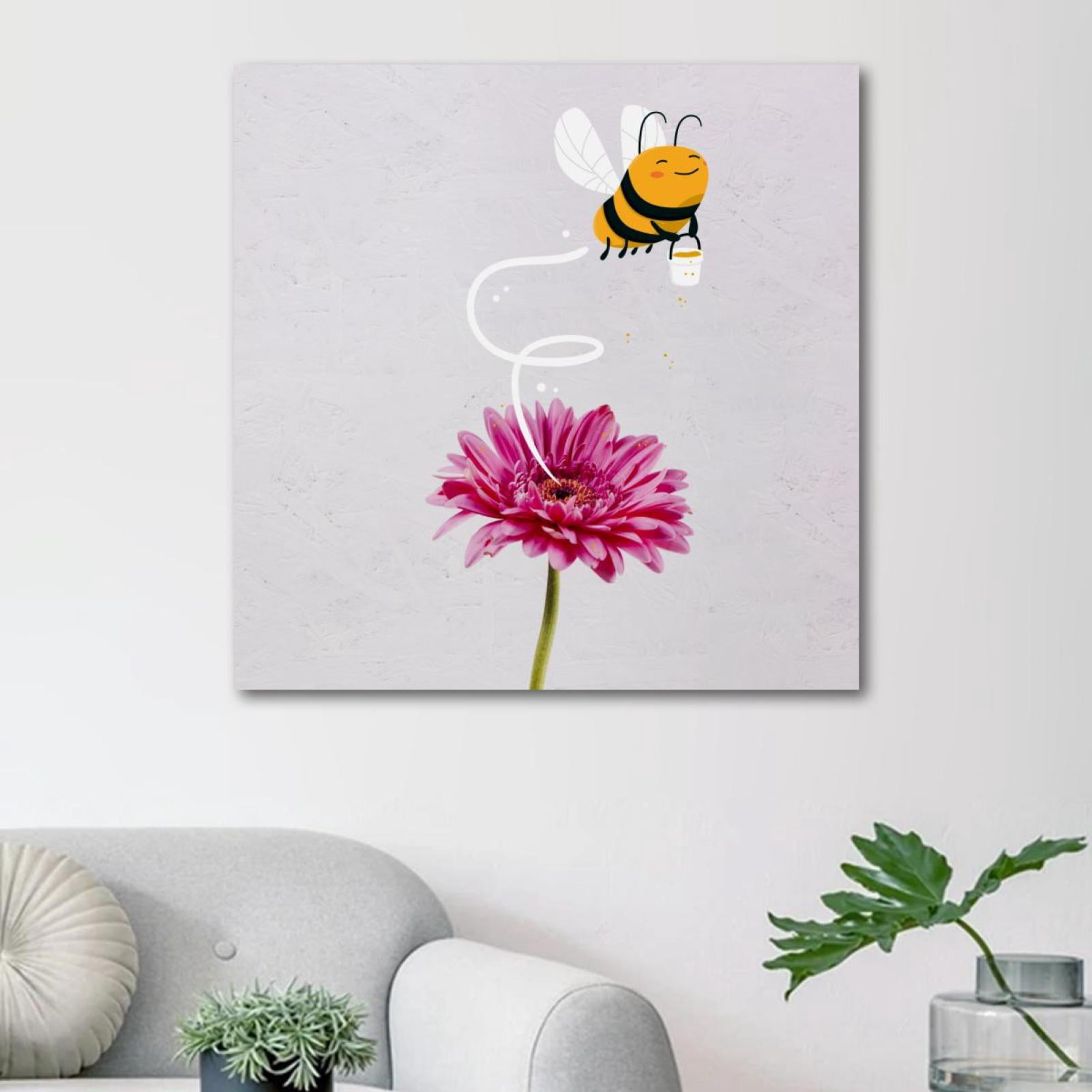 OWNSERIES Cute Bee with Flowers-01 Pattern Canvas Wall Art Paintings ...