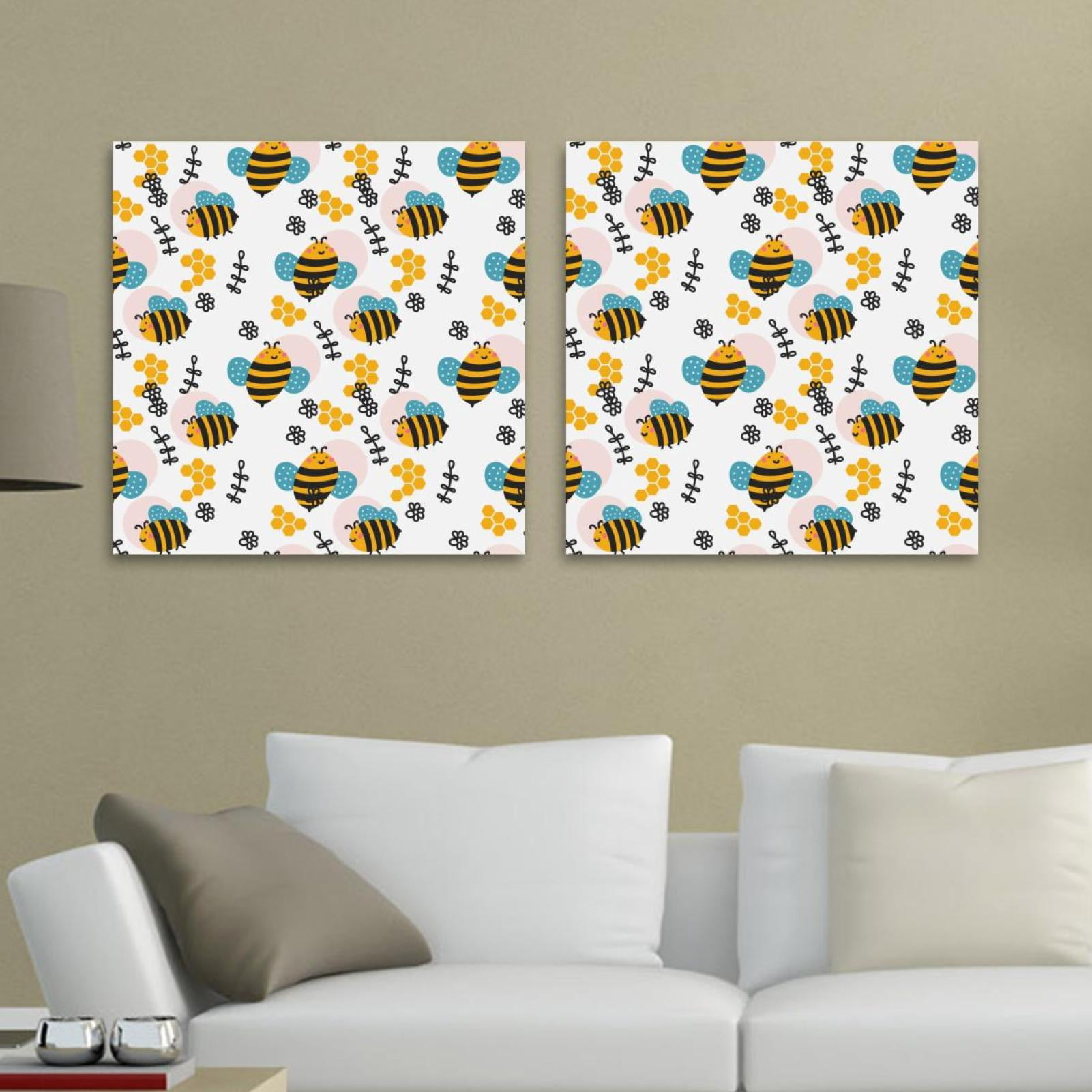 OWNSERIES Cute Cartoon Bee Pattern 2PC Canvas Wall Art Paintings for ...
