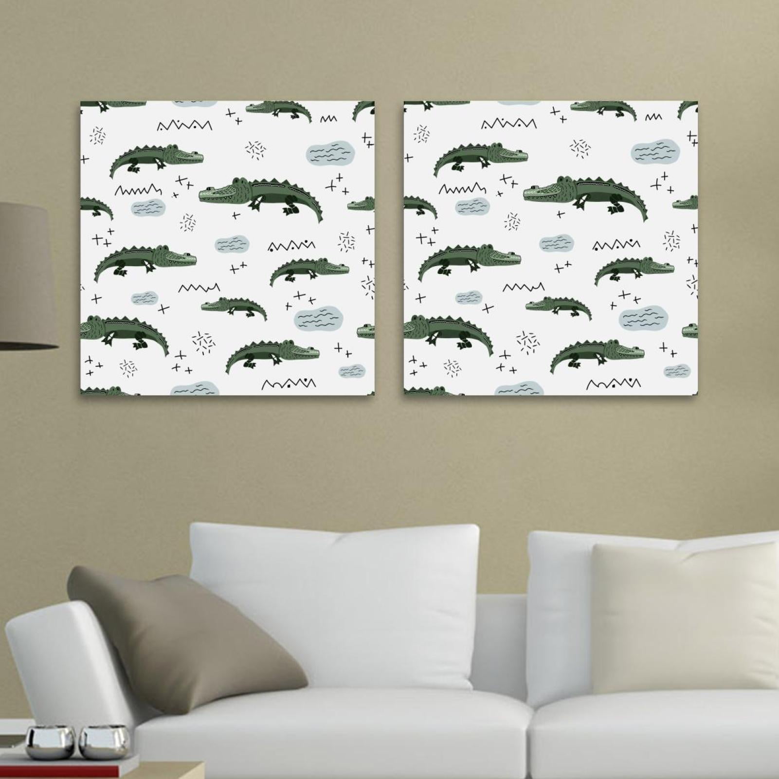 OWNSERIES Cute Cartoon Crocodile Pattern 2PC Canvas Wall Art Paintings ...