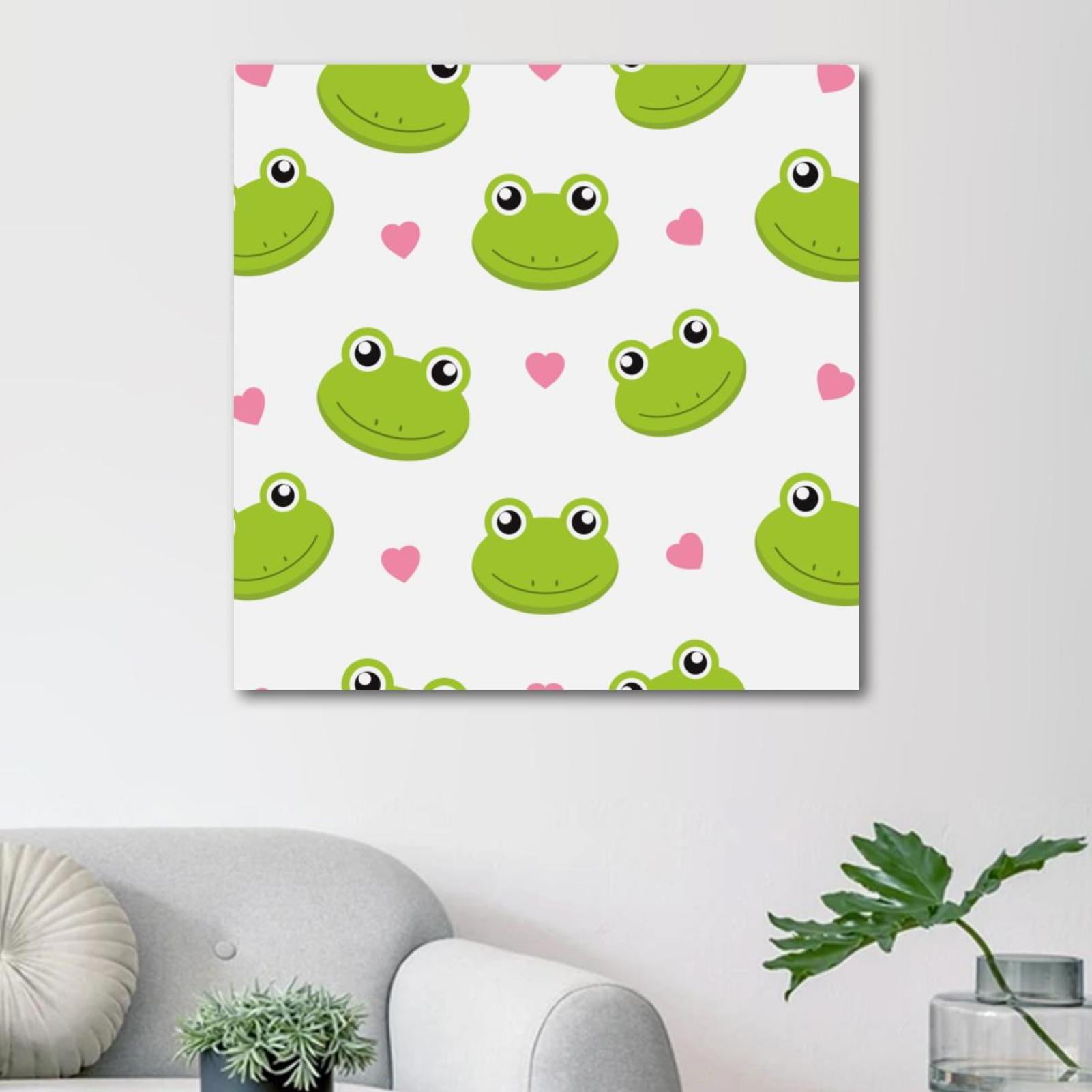 OWNSERIES Cute Cartoon Frogs with Hearts Pattern Canvas Wall Art ...
