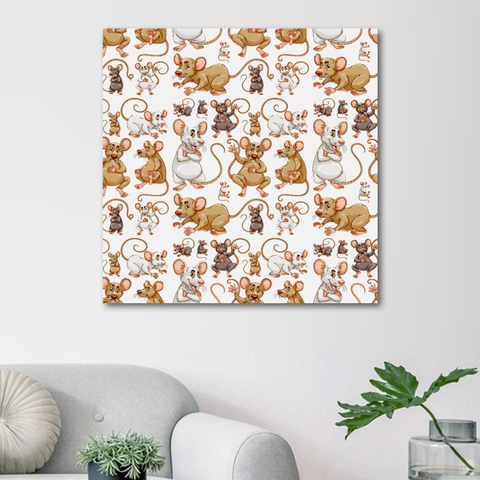 OWNSERIES Cute Cartoon Mice Rats on White Background Pattern Canvas ...