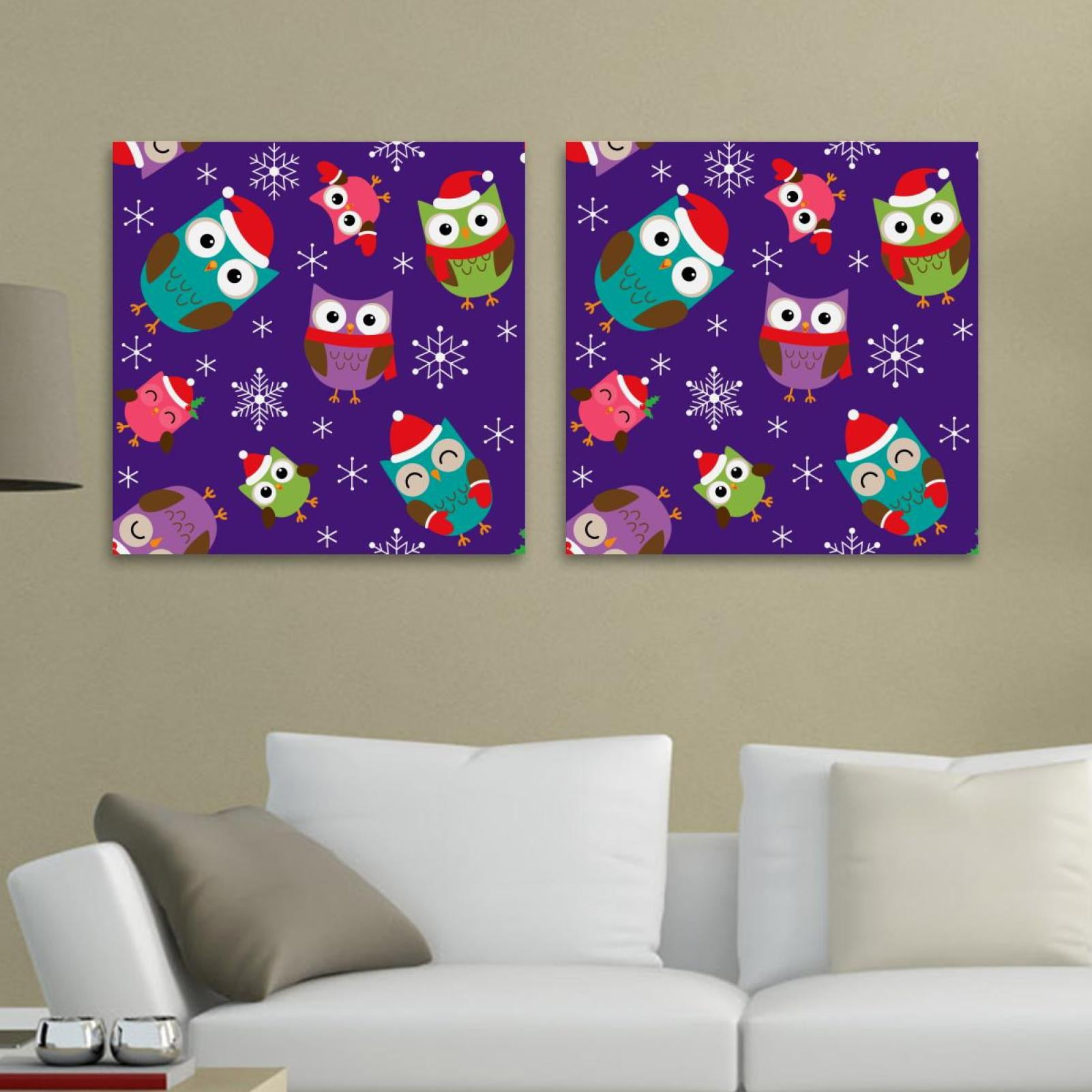 OWNSERIES Cute Cartoon Owls Pattern 2PC Canvas Wall Art Paintings for ...