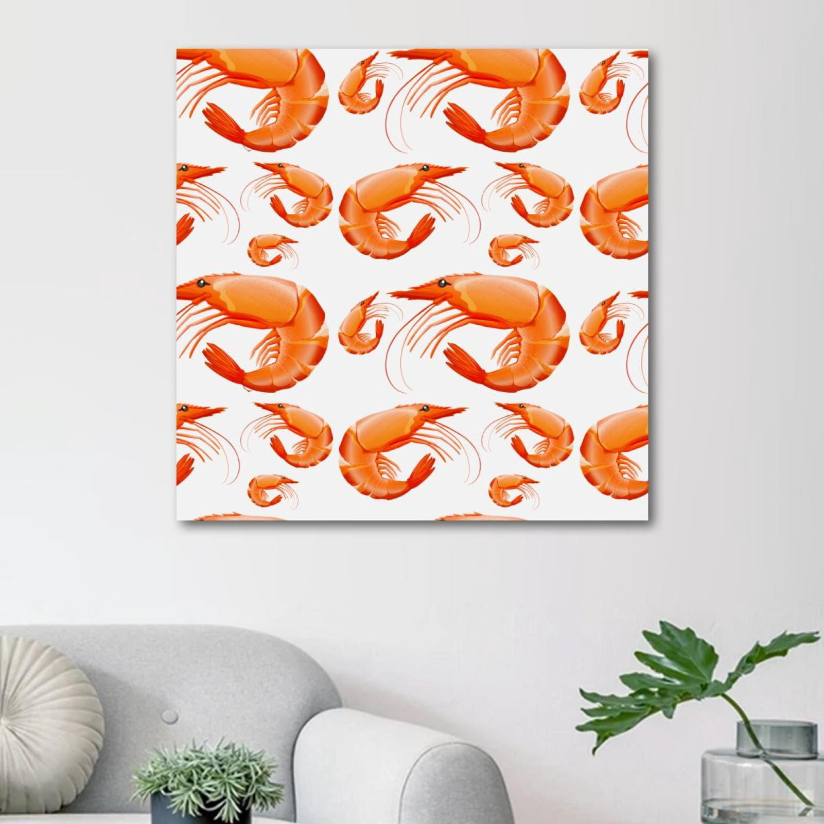 OWNSERIES Cute Cartoon Shrimps Sea Food Pattern Canvas Wall Art ...