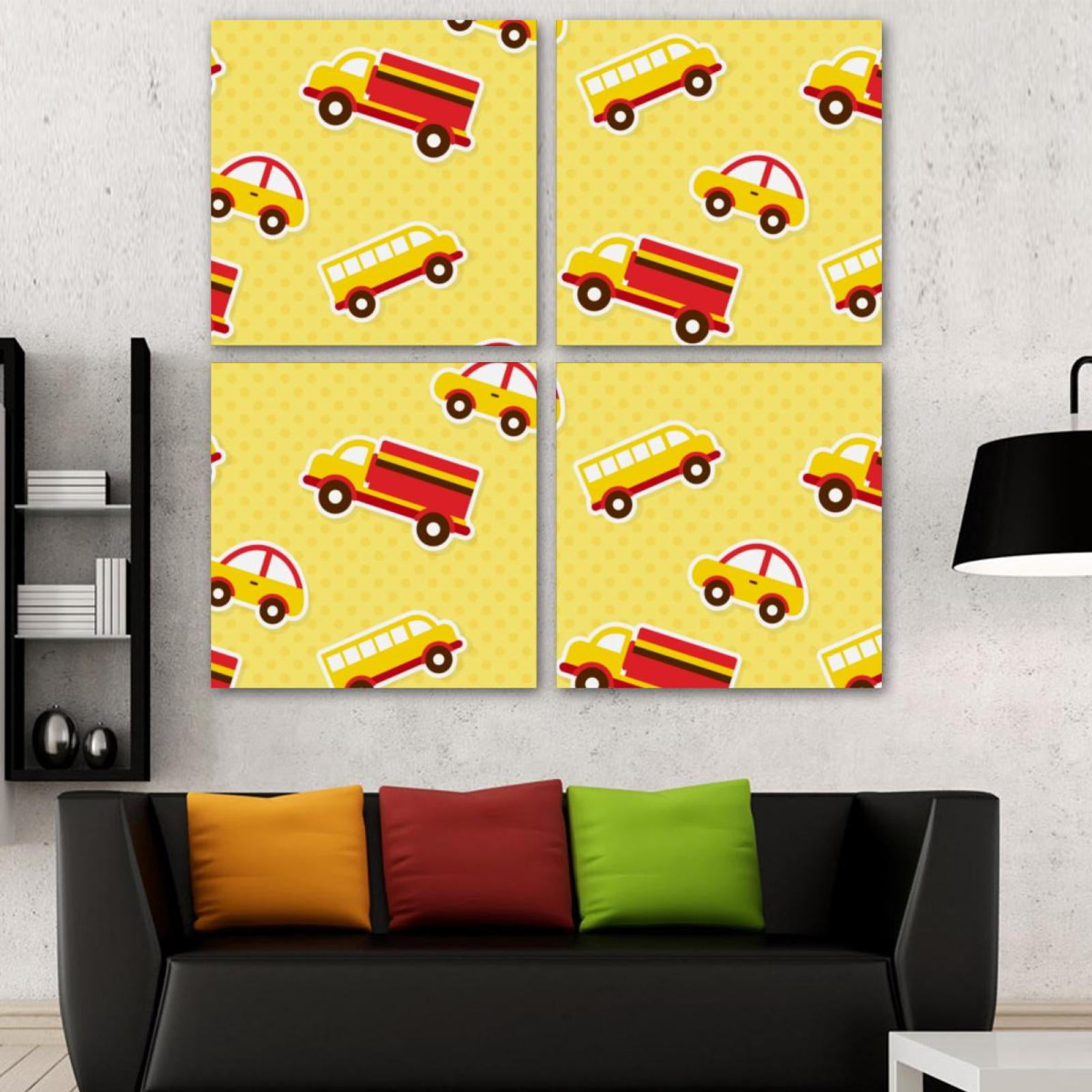 OWNSERIES Cute Cartoon Transportation Car Pattern Pattern 4PC Frameless ...