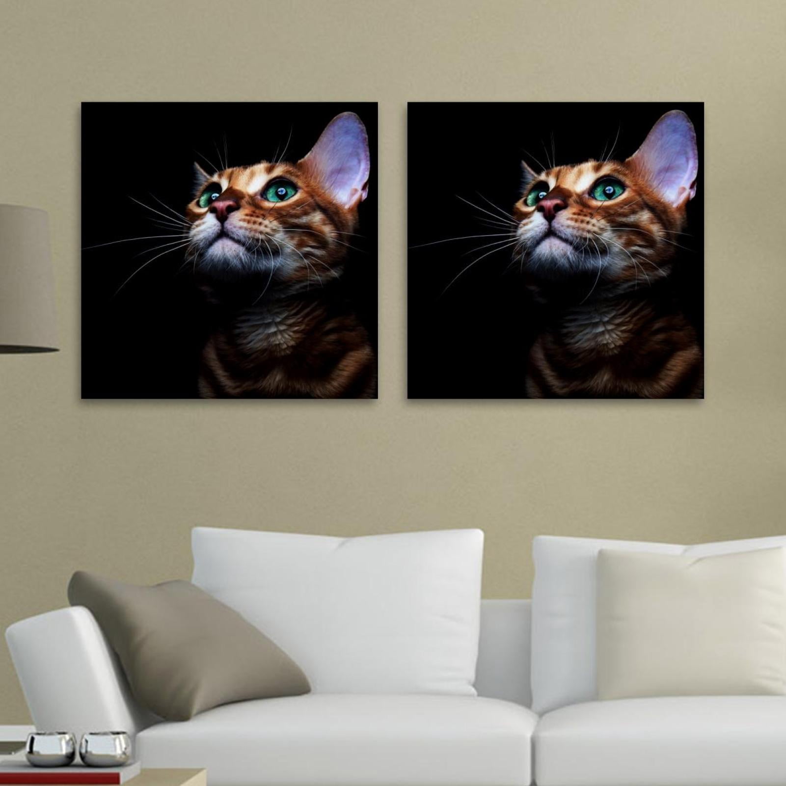 OWNSERIES Cute Cat Kitty Kitten Pattern 2PC Canvas Wall Art Paintings ...