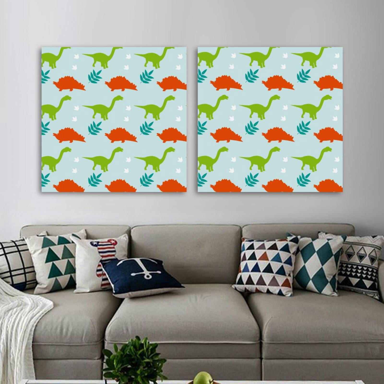 OWNSERIES Cute Dinosaur Simple Pattern 2PC Canvas Wall Art Paintings ...