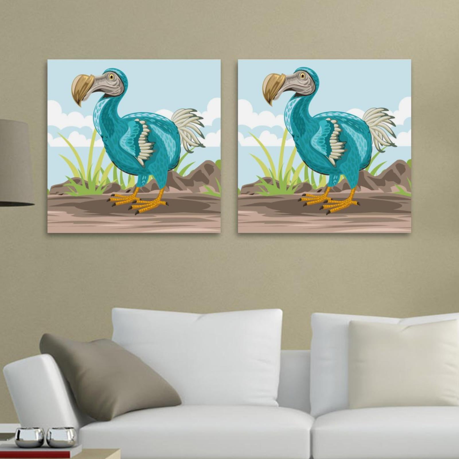 OWNSERIES Cute Dodo Bird Pattern 2PC Canvas Wall Art Paintings for ...