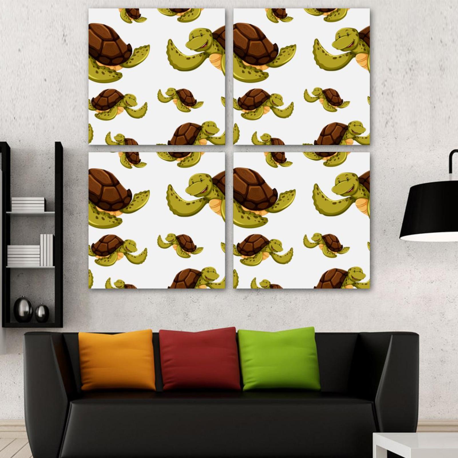 OWNSERIES Cute Funny Sea Turtles on White Background Pattern 4PC ...