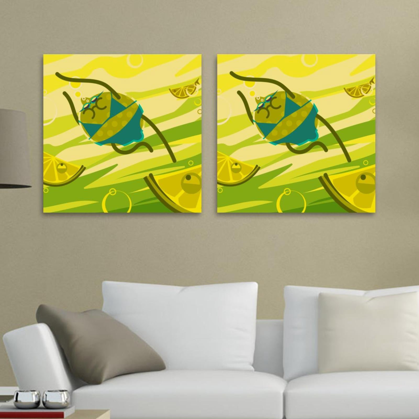OWNSERIES Cute Lemon Pattern 2PC Canvas Wall Art Paintings for Living ...