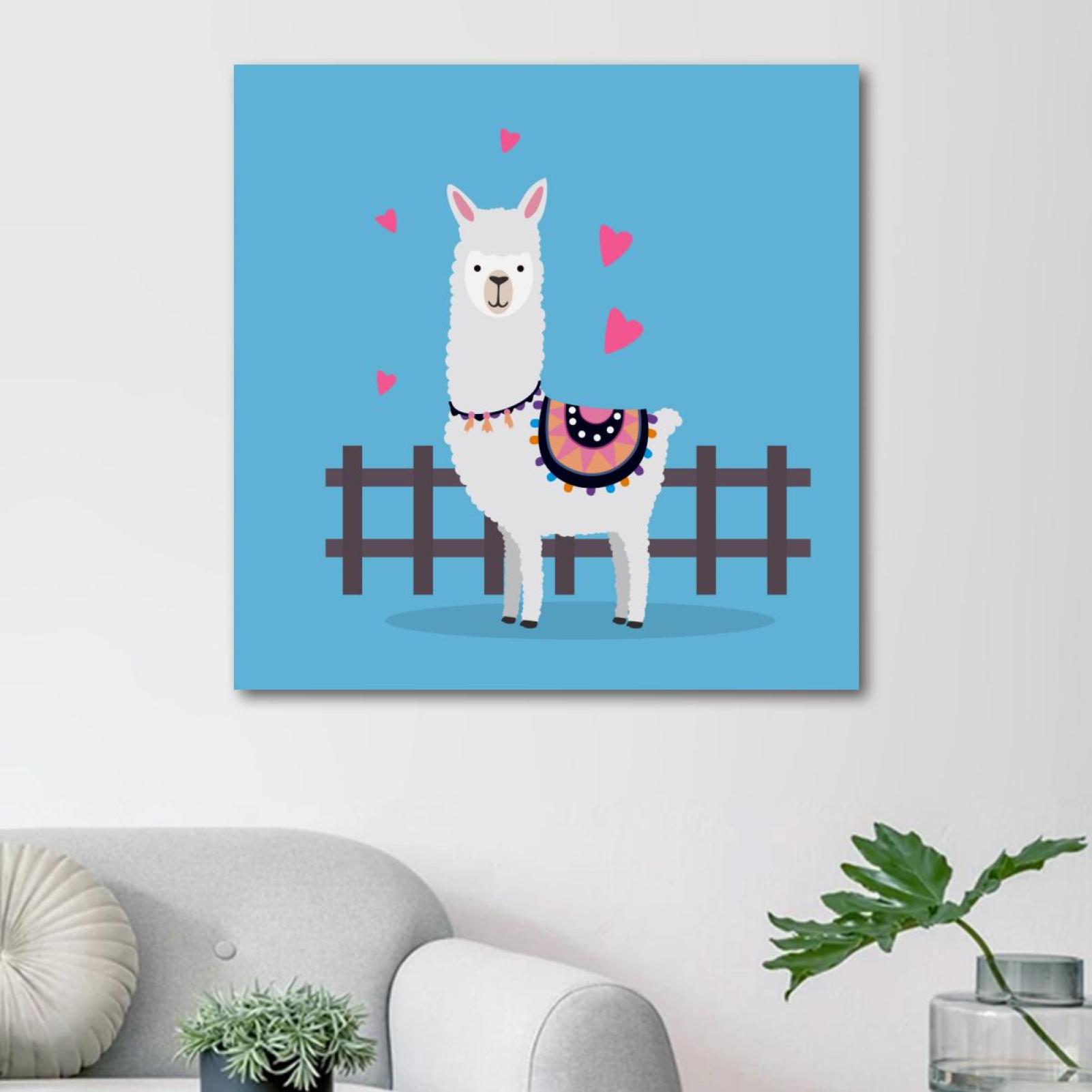 OWNSERIES Cute Llama Alpaca Pattern Canvas Wall Art Paintings for ...