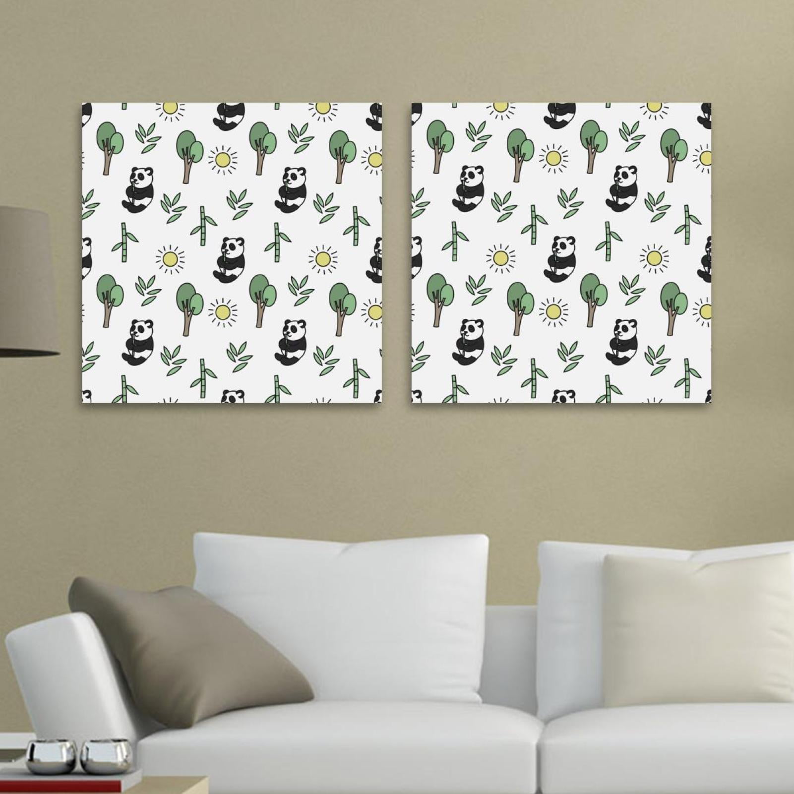 OWNSERIES Cute Panda Bamboo Pattern 2PC Canvas Wall Art Paintings for ...