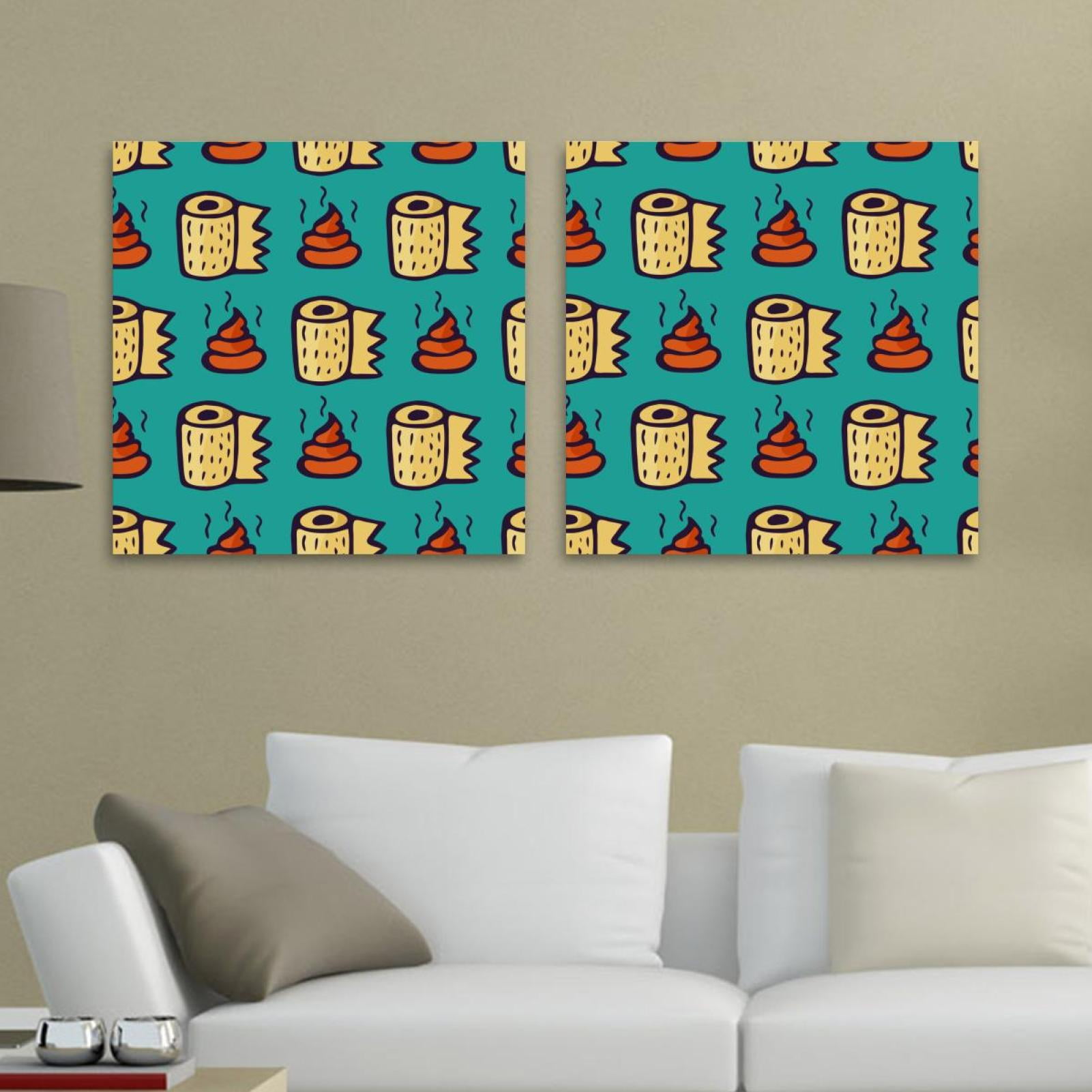 OWNSERIES Cute Poop Funny Pattern 2PC Canvas Wall Art Paintings for ...