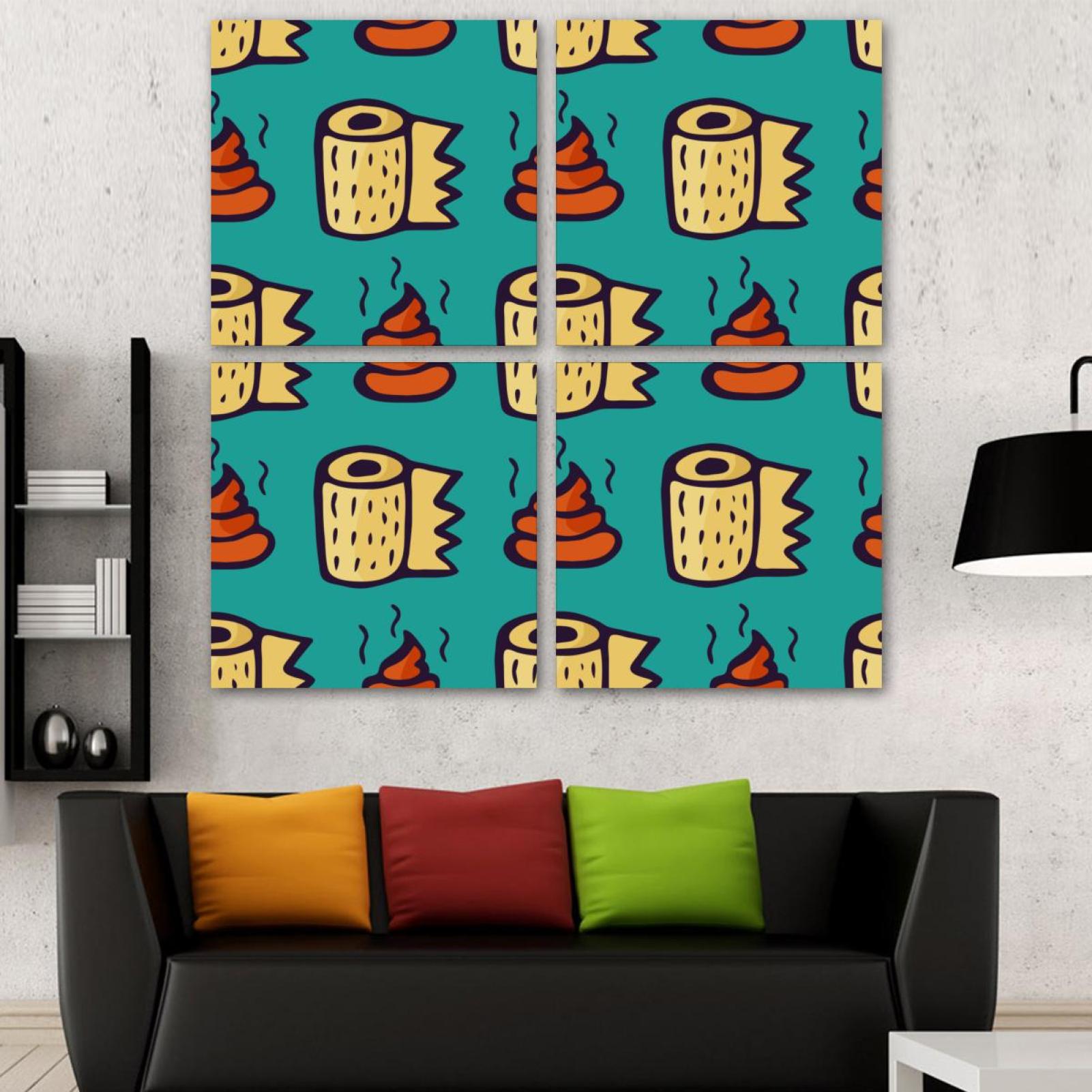 OWNSERIES Cute Poop Funny Pattern 4PC Frameless Canvas Wall Art ...
