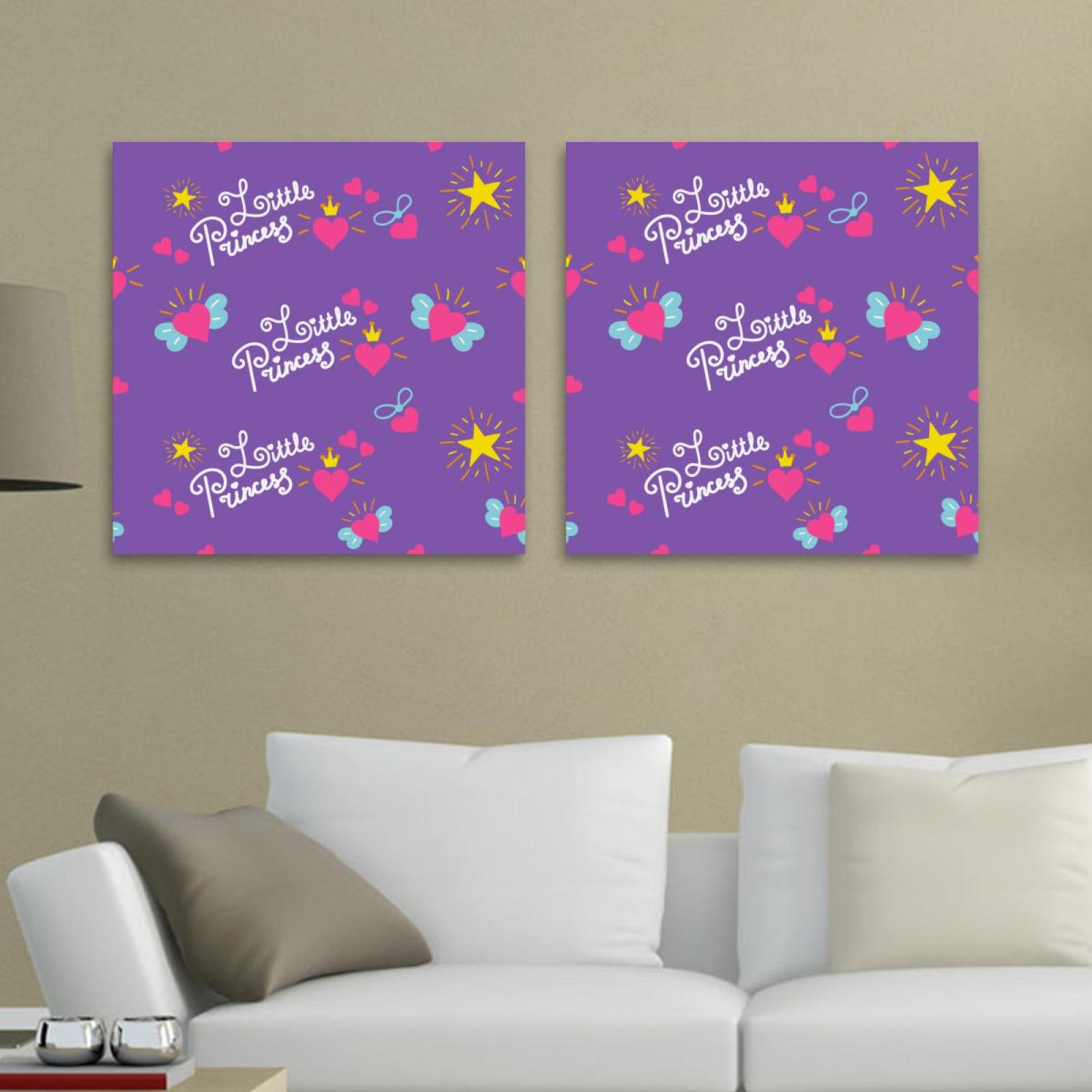 OWNSERIES Cute Princess Stars Pattern 2PC Canvas Wall Art Paintings for ...