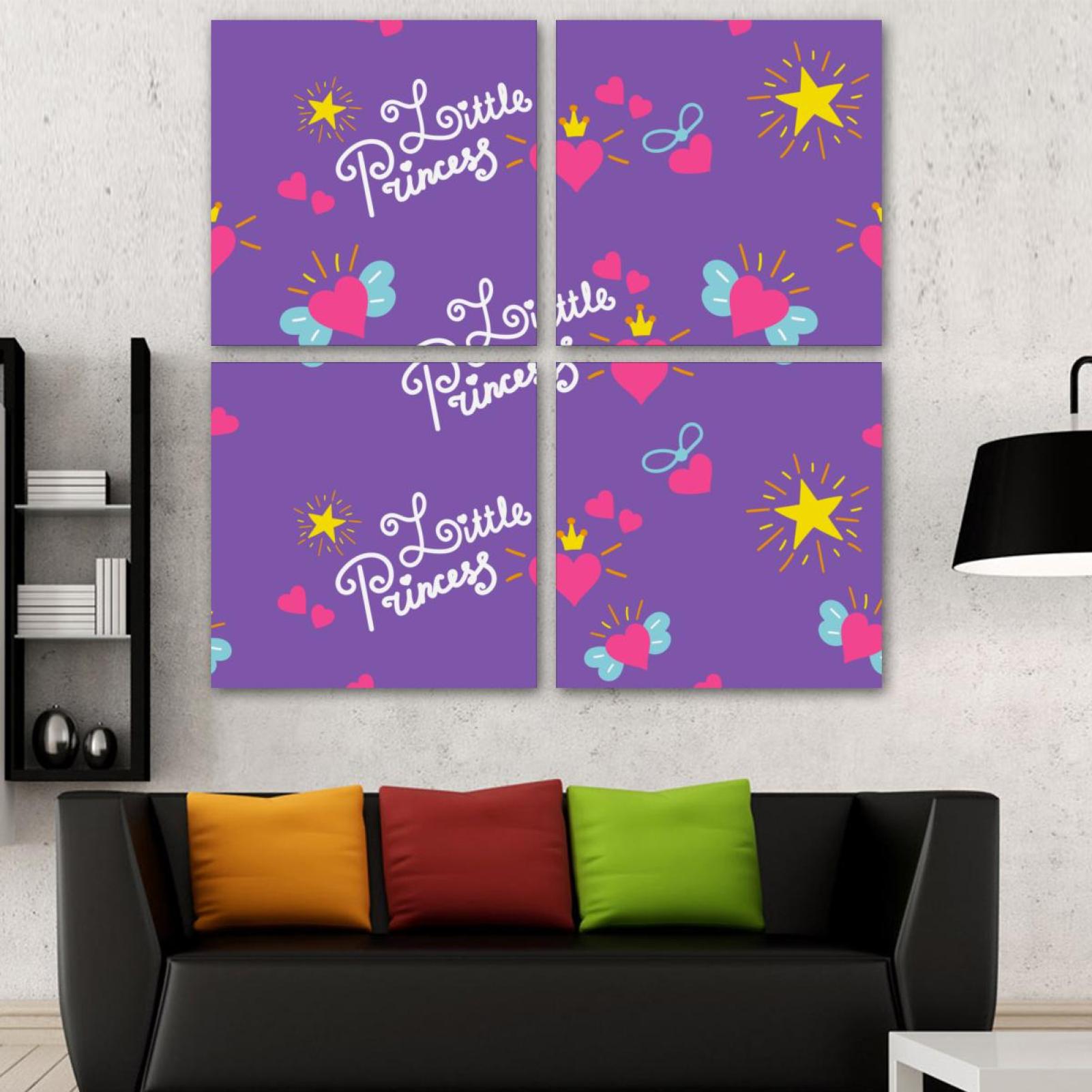 OWNSERIES Cute Princess Stars Pattern 4PC Frameless Canvas Wall Art ...