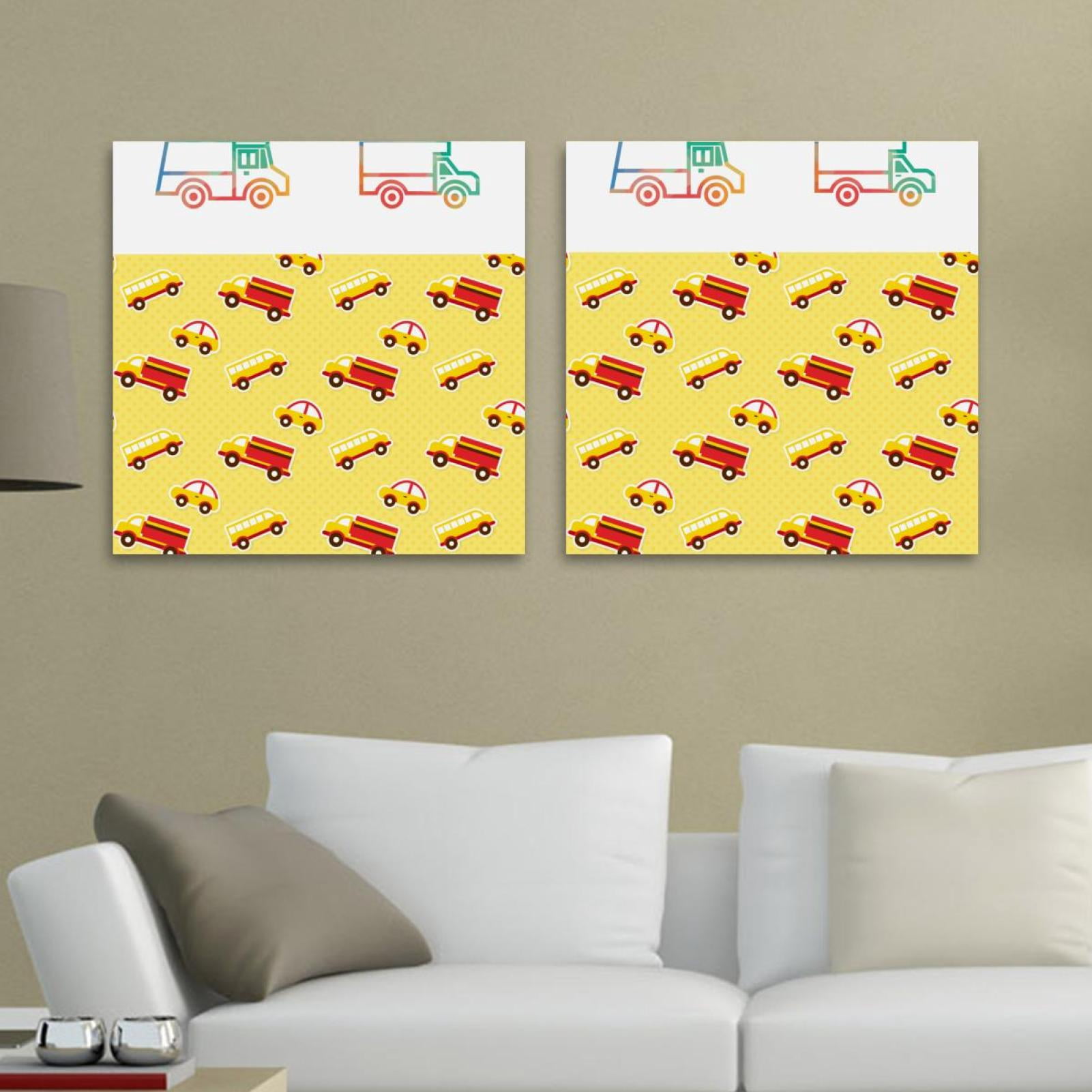 OWNSERIES Cute Transportation Pattern 2PC Canvas Wall Art Paintings for ...