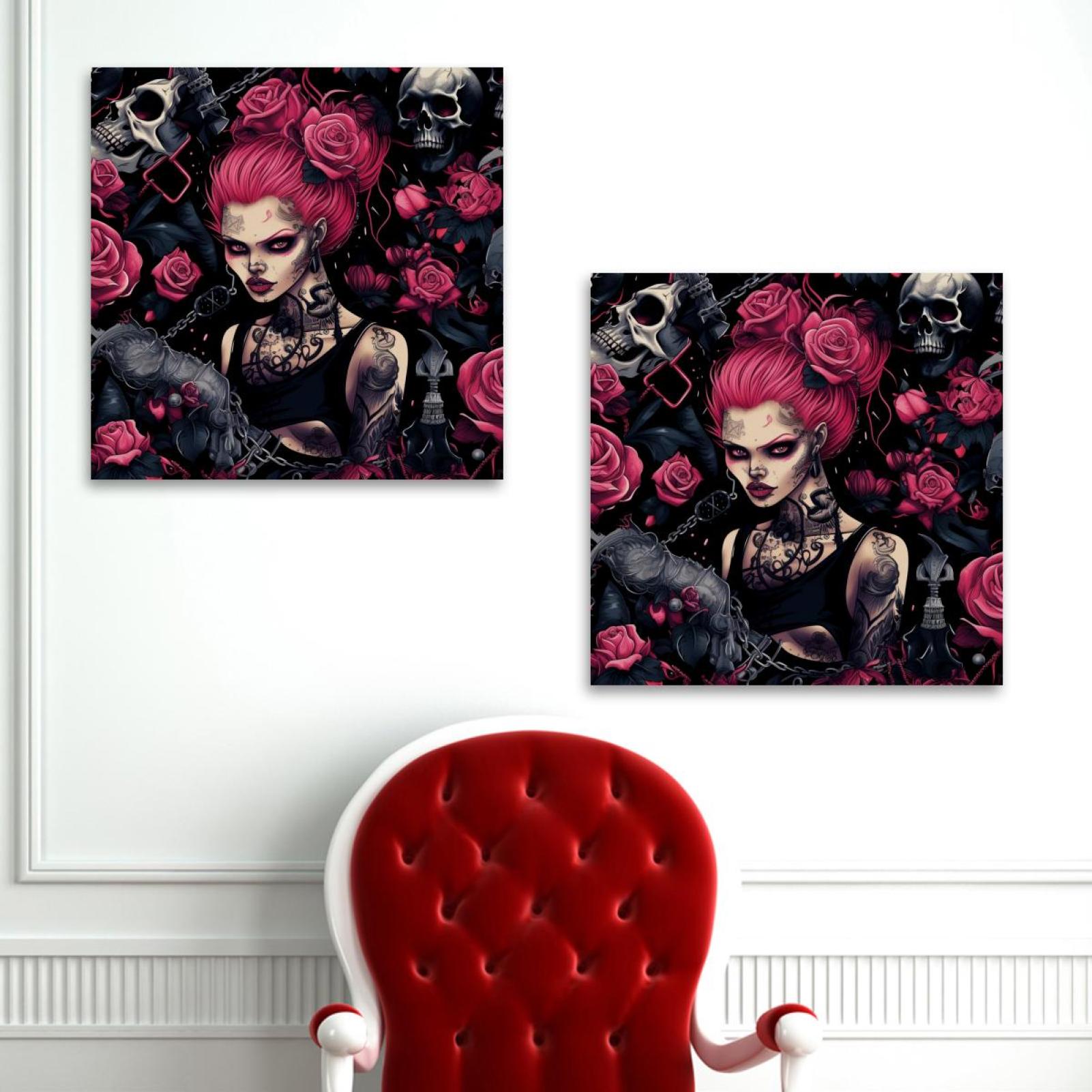 OWNSERIES Dark Punk Pattern 2PC Canvas Wall Art Paintings for Living ...