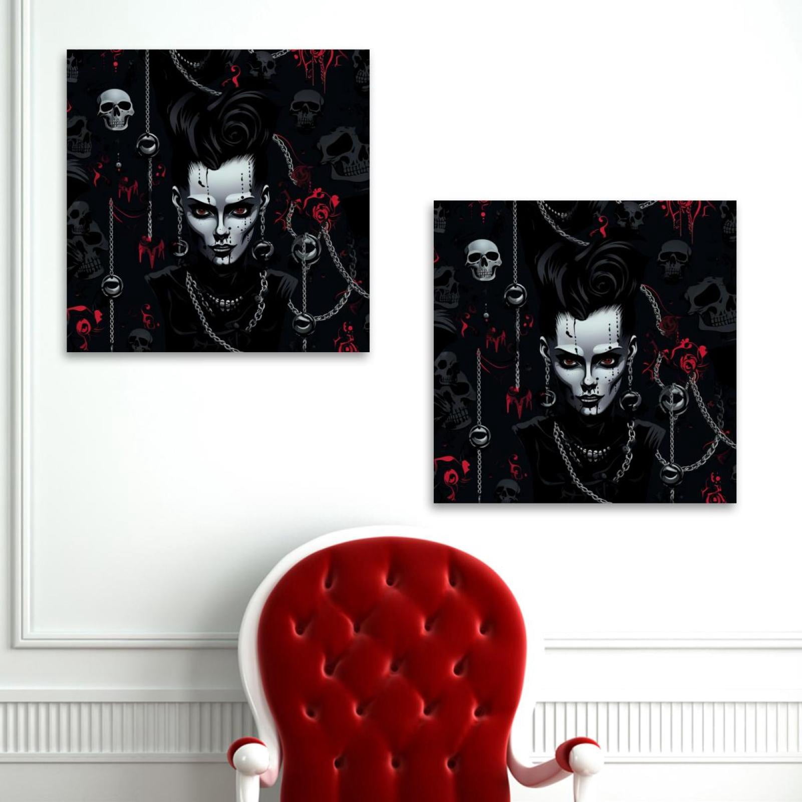 OWNSERIES Dark Punk Pattern 2PC Canvas Wall Art Paintings for Living ...