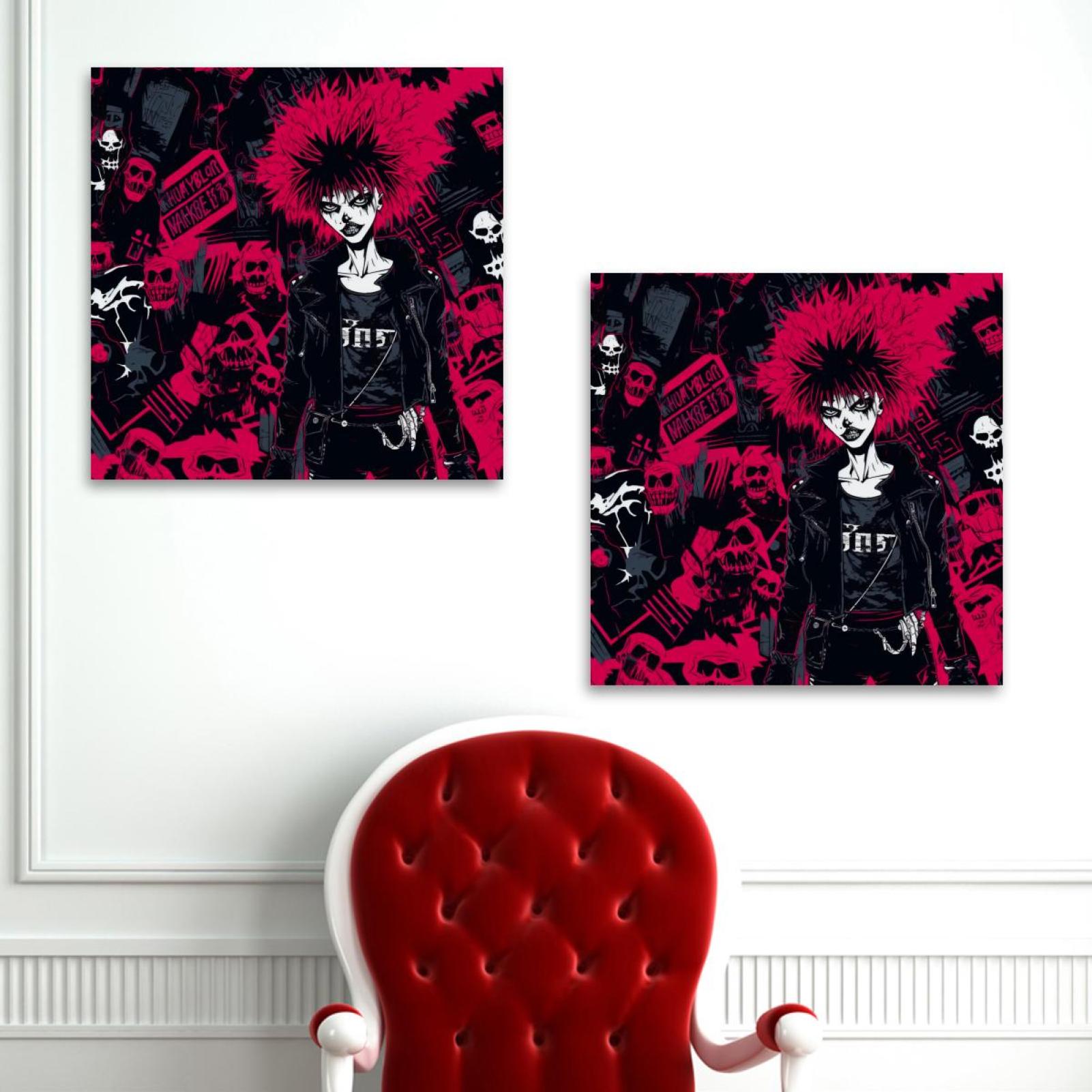 OWNSERIES Dark Punk Pattern 2PC Canvas Wall Art Paintings for Living ...