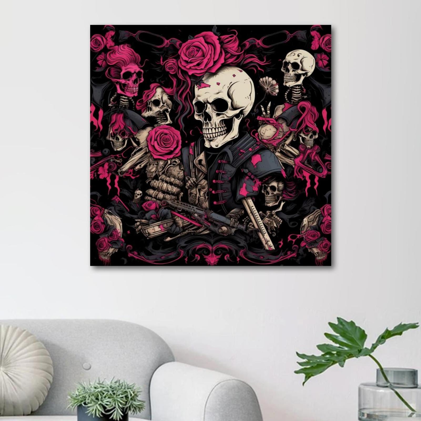 OWNSERIES Dark Punk Pattern Canvas Wall Art Paintings for Living Room ...