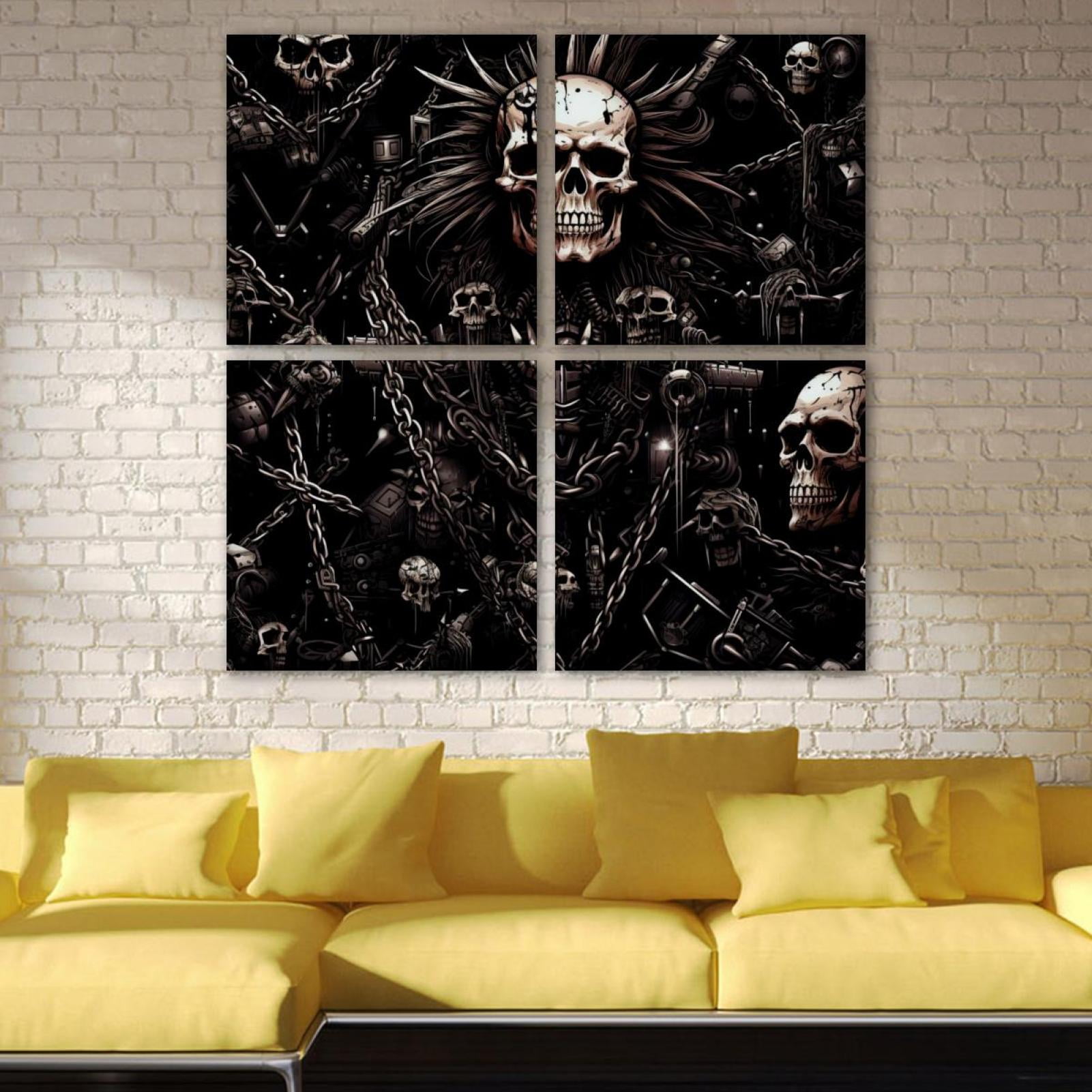 OWNSERIES Dark Punk Pattern Pattern 4PC Frameless Canvas Wall Art ...
