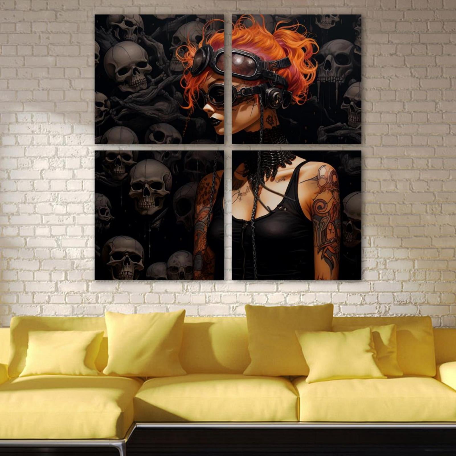OWNSERIES Dark Punk Pattern Pattern 4PC Frameless Canvas Wall Art ...