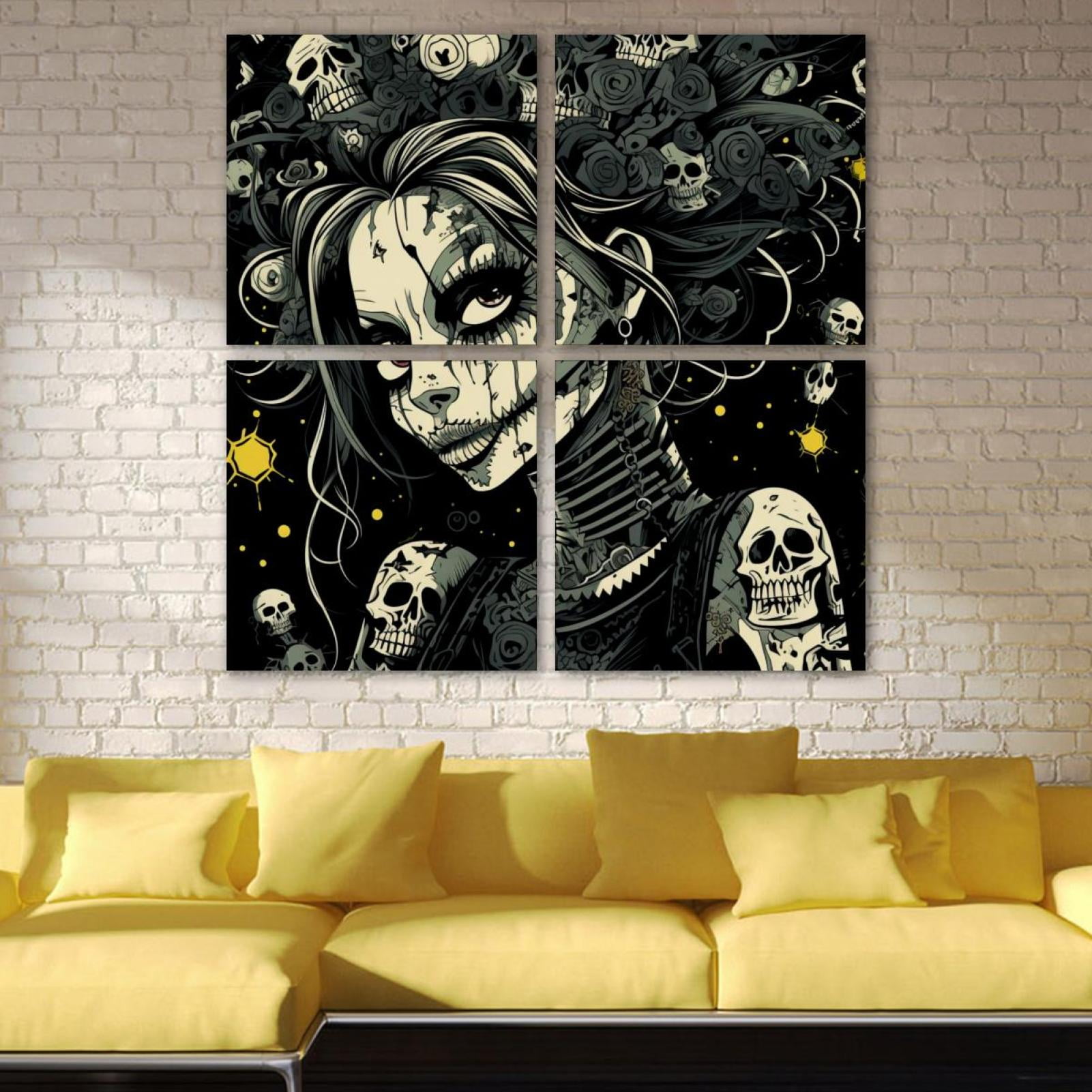 OWNSERIES Dark Punk Pattern Pattern 4PC Frameless Canvas Wall Art ...