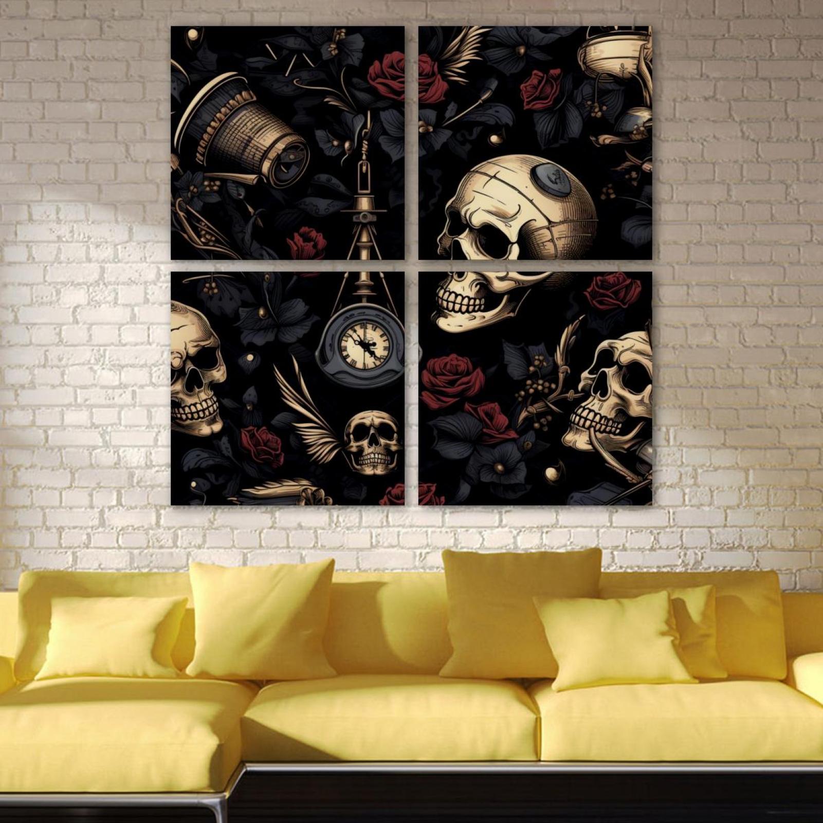 OWNSERIES Dark Punk Pattern Pattern 4PC Frameless Canvas Wall Art ...
