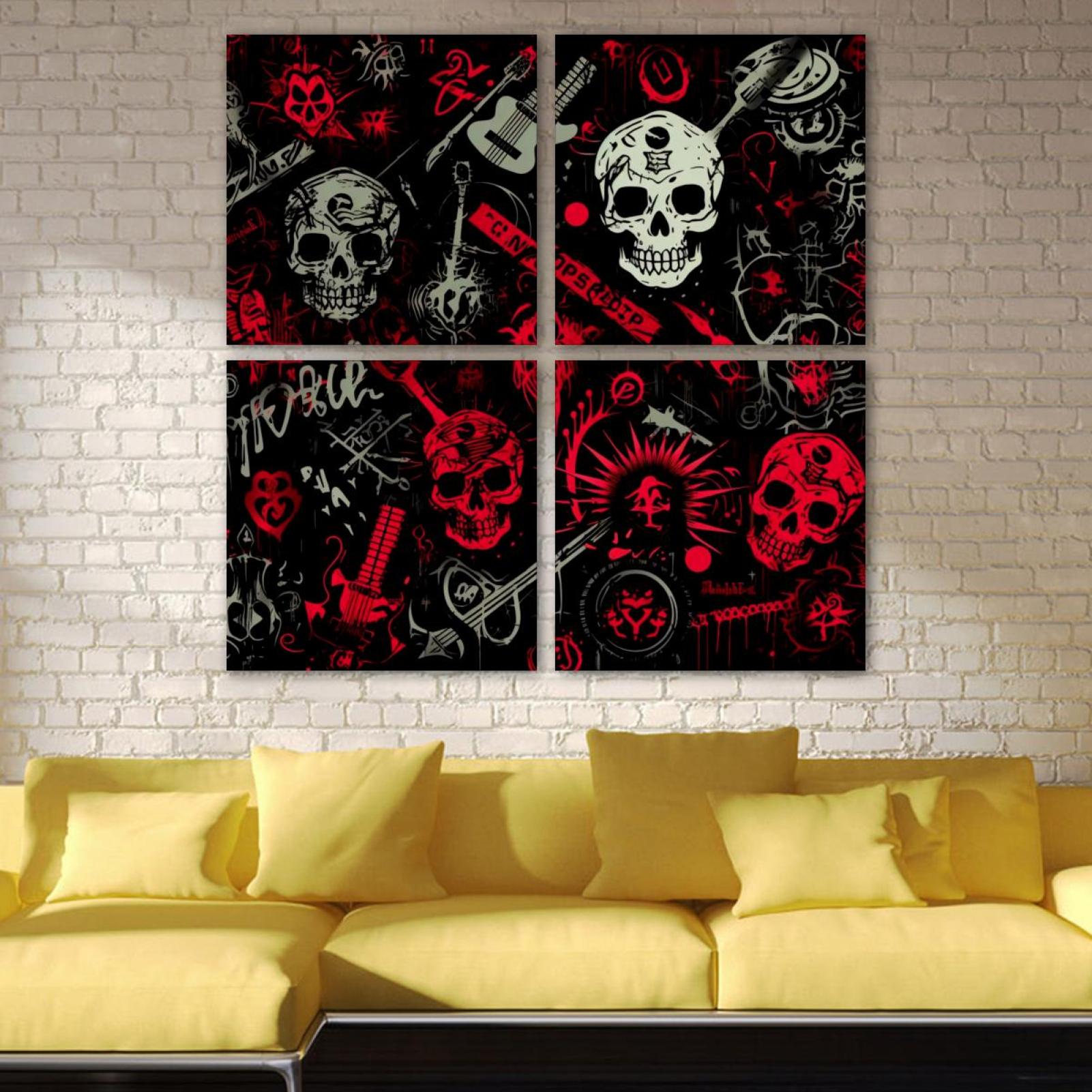 OWNSERIES Dark Punk Pattern Pattern 4PC Frameless Canvas Wall Art ...